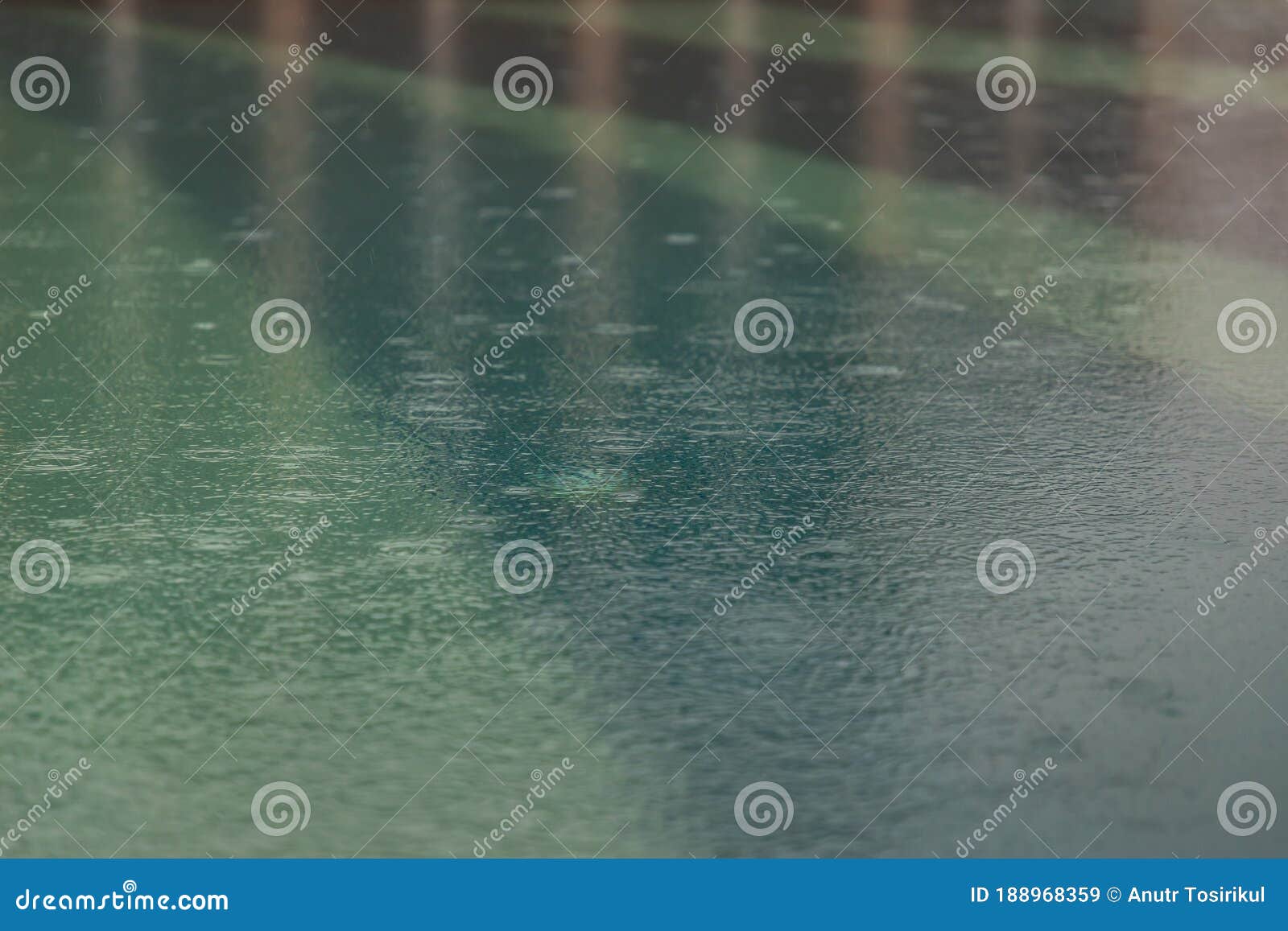 Rain Drops Falling in the Swimming Pool Stock Image - Image of calm ...