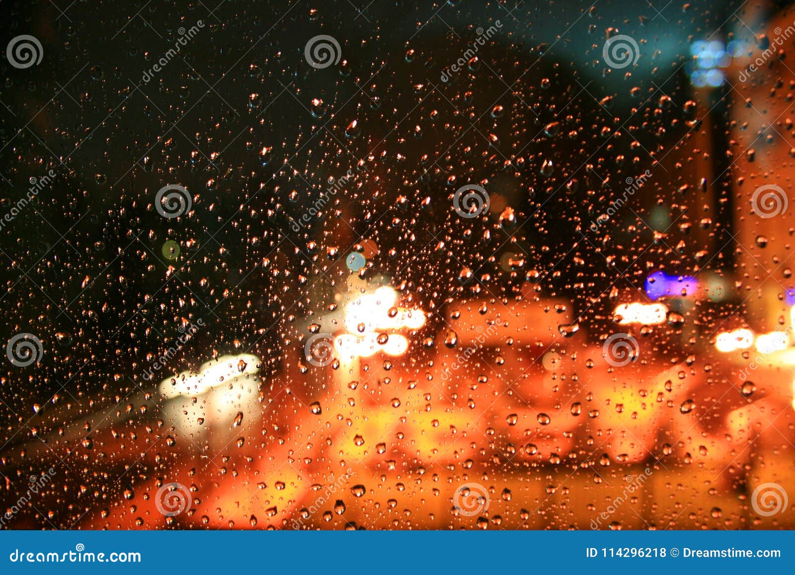 Rain drops on glass stock photo. Image of color, bokeh - 114296218