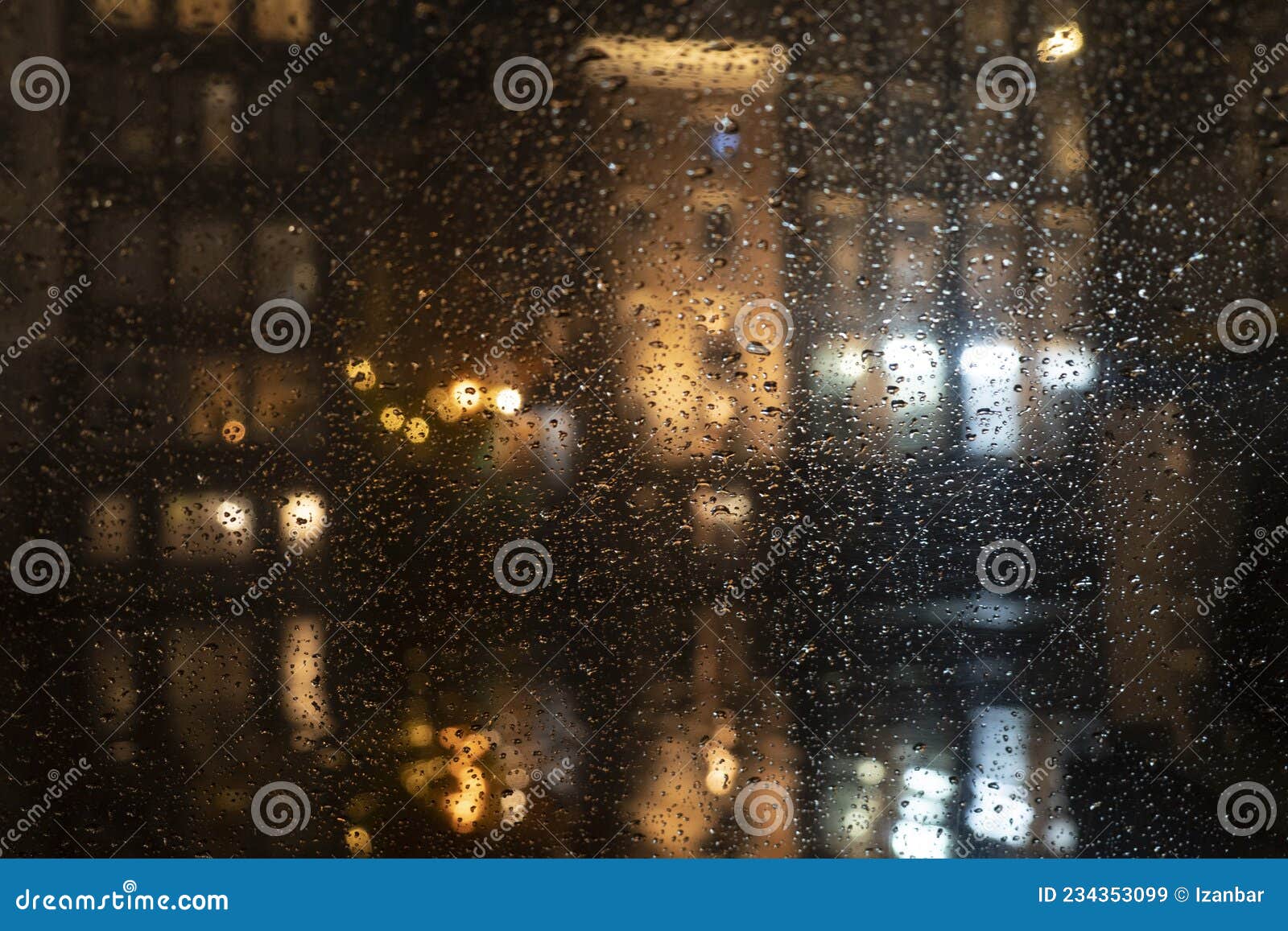 Rain Drops on Glass Window at Night Stock Image - Image of transparent ...