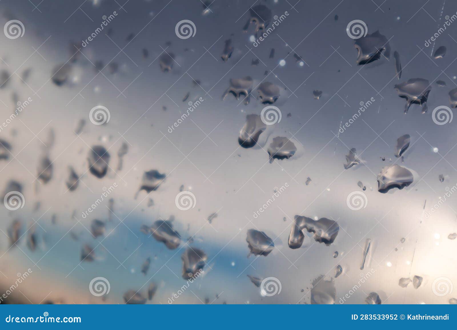 Rain Drops on Glass Windscreen Close-up Stock Photo - Image of ...