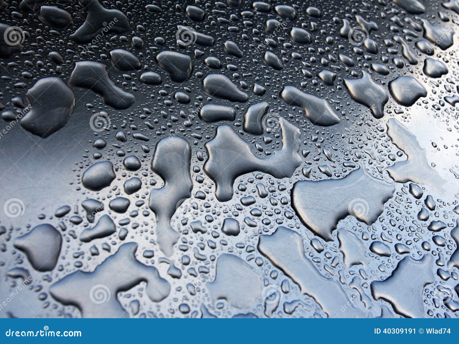 Rain Drops on Gray Metal Surface Stock Image - Image of material ...