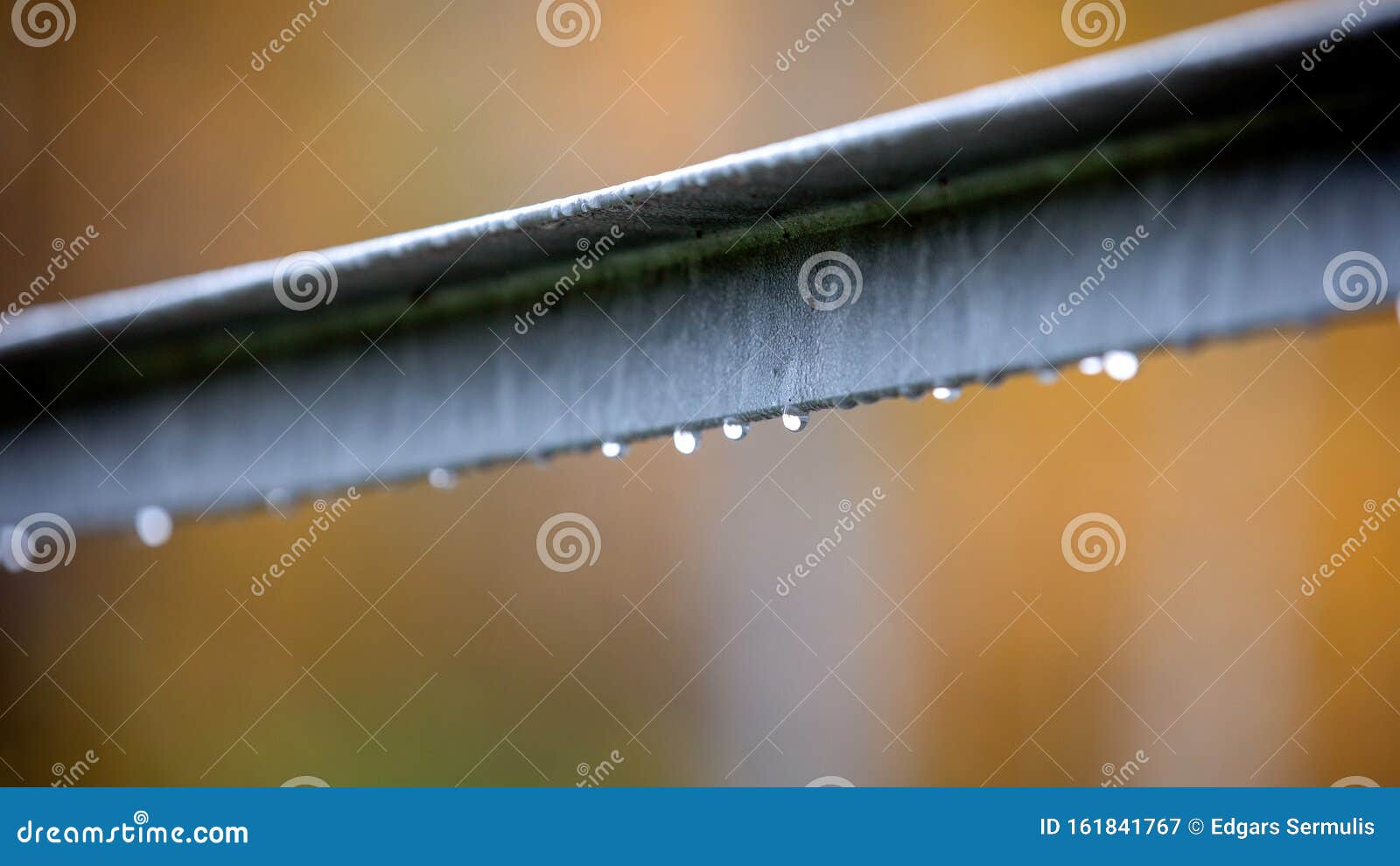 Rain Drops on Metal Structure. Autumn, Cool and Humid Stock Image ...