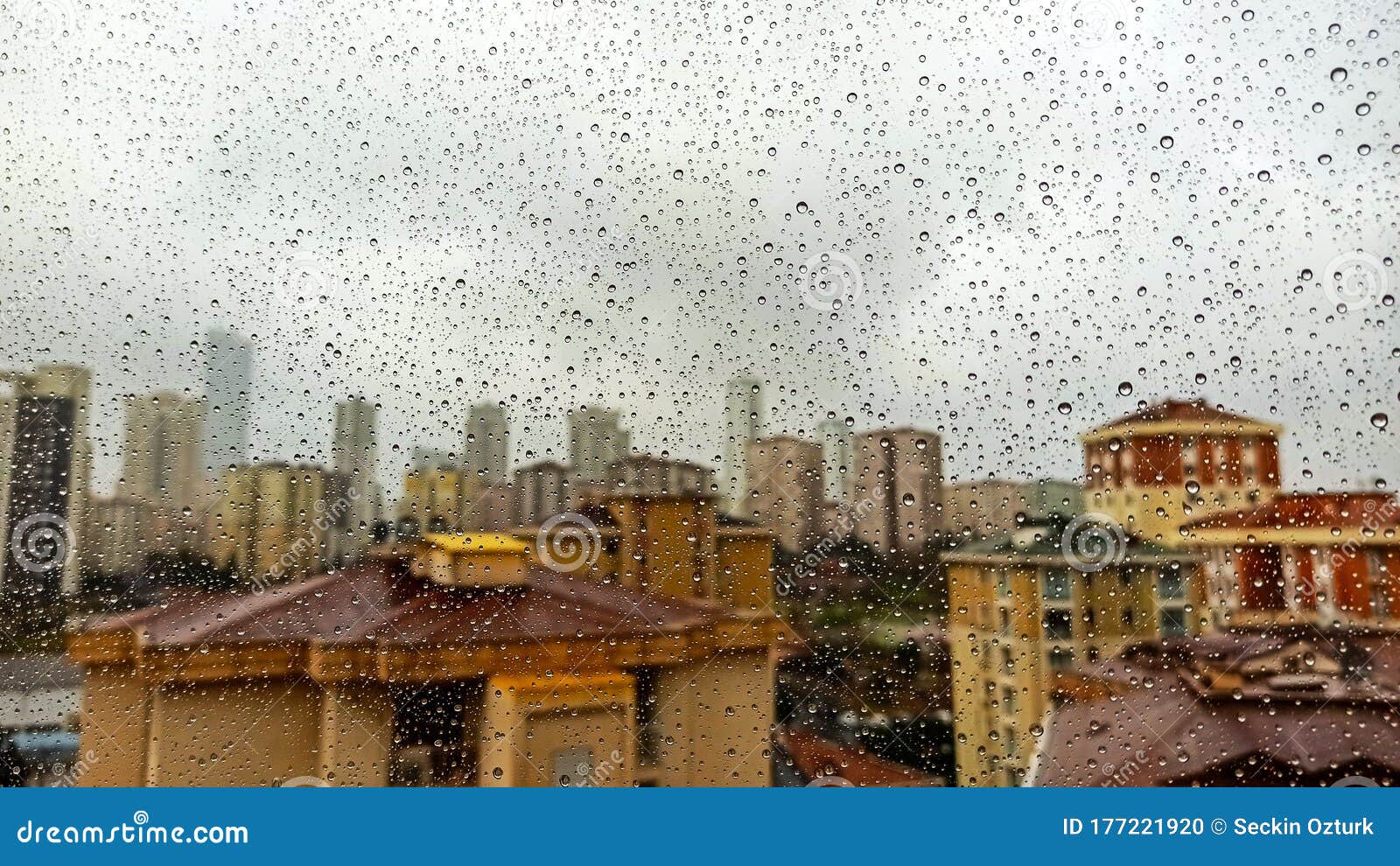 Office Window Covered with Close Up Rain Water. Stock Photo - Image of ...