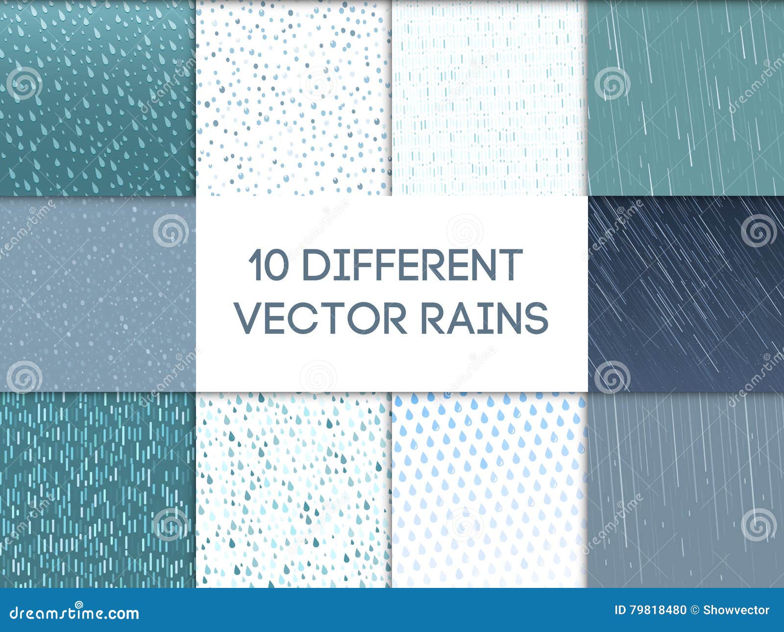 Rain Drops Pattern Vector Set. Stock Vector - Illustration of color ...