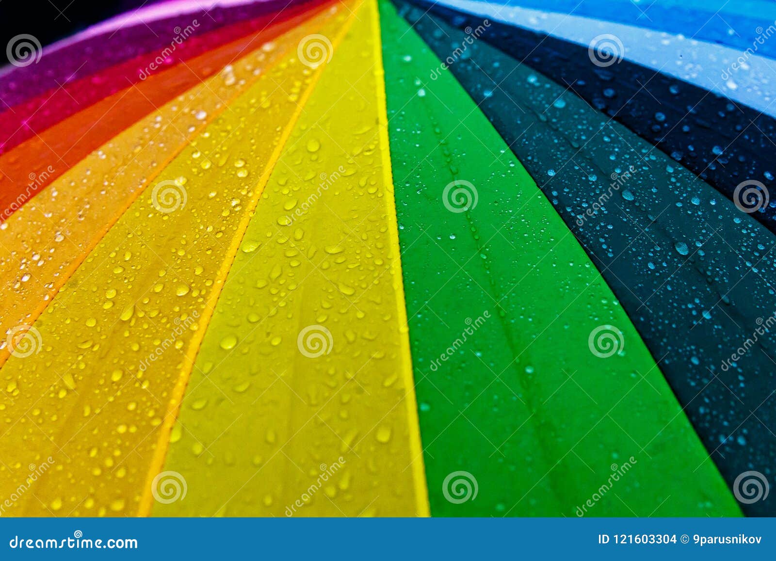 Rain Drops on Rainbow Multicolor Umbella Stock Photo - Image of ...