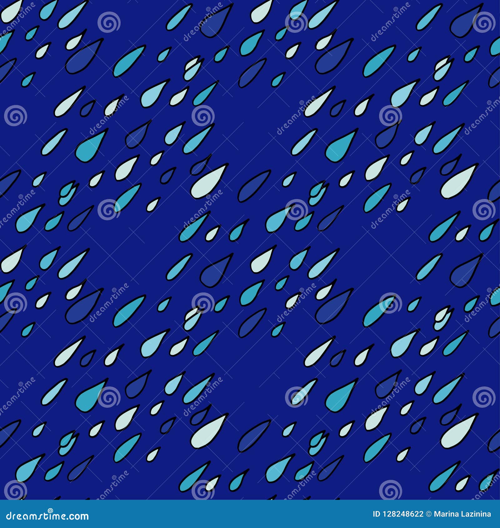 Rain Drops Seamless Pattern. Doodle. Vector Illustration. Stock ...
