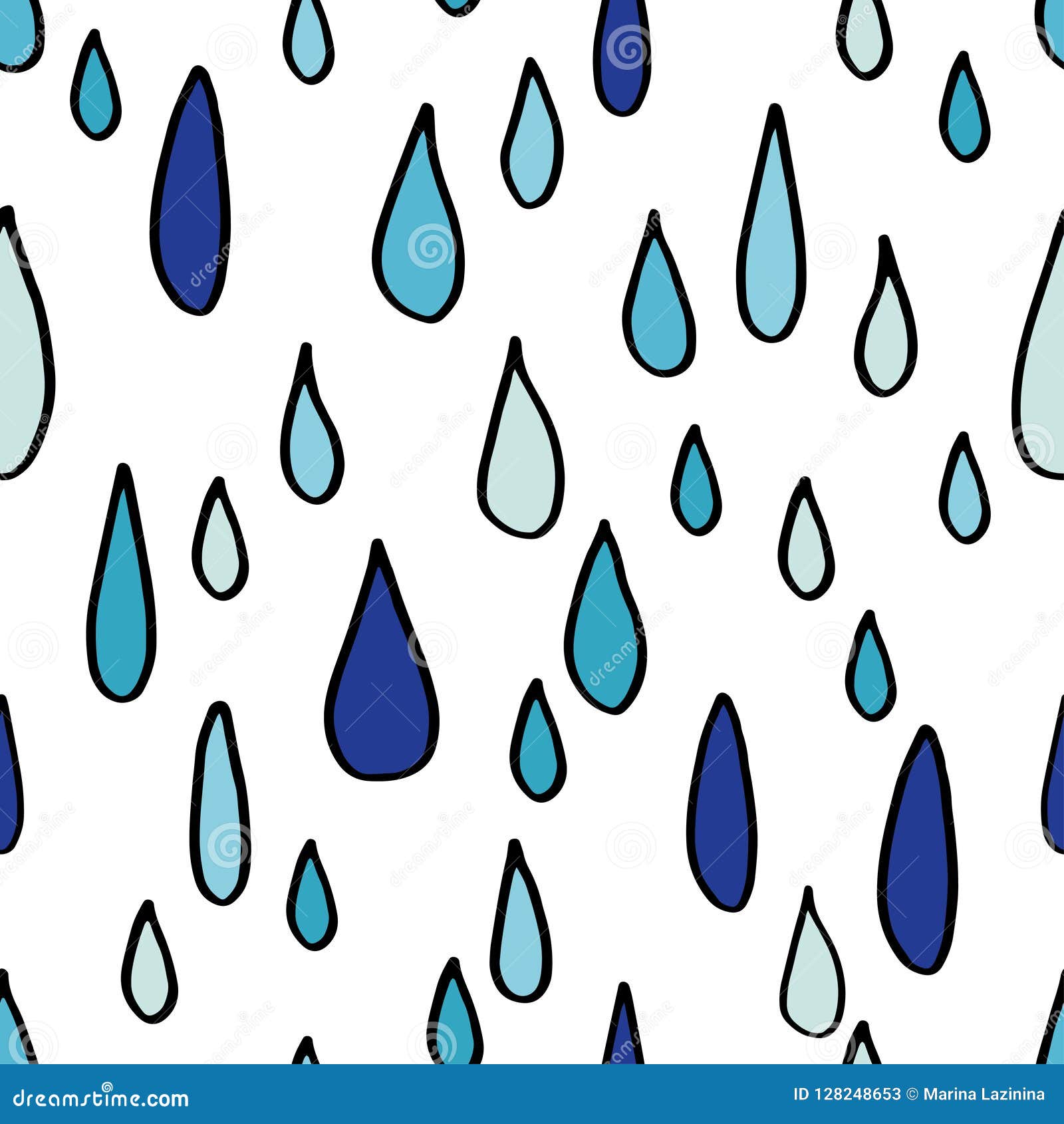 Rain Drops Seamless Pattern. Doodle. Vector Illustration Stock ...