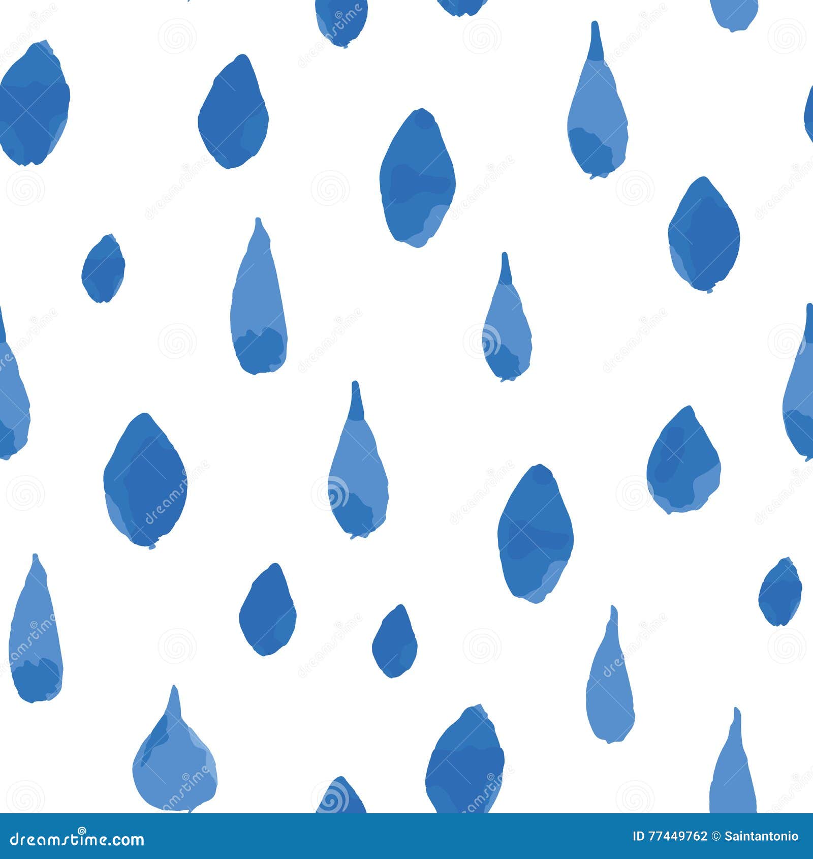 Rain Drops Seamless Pattern. Hand Drawn Vector Illustration. Stock ...