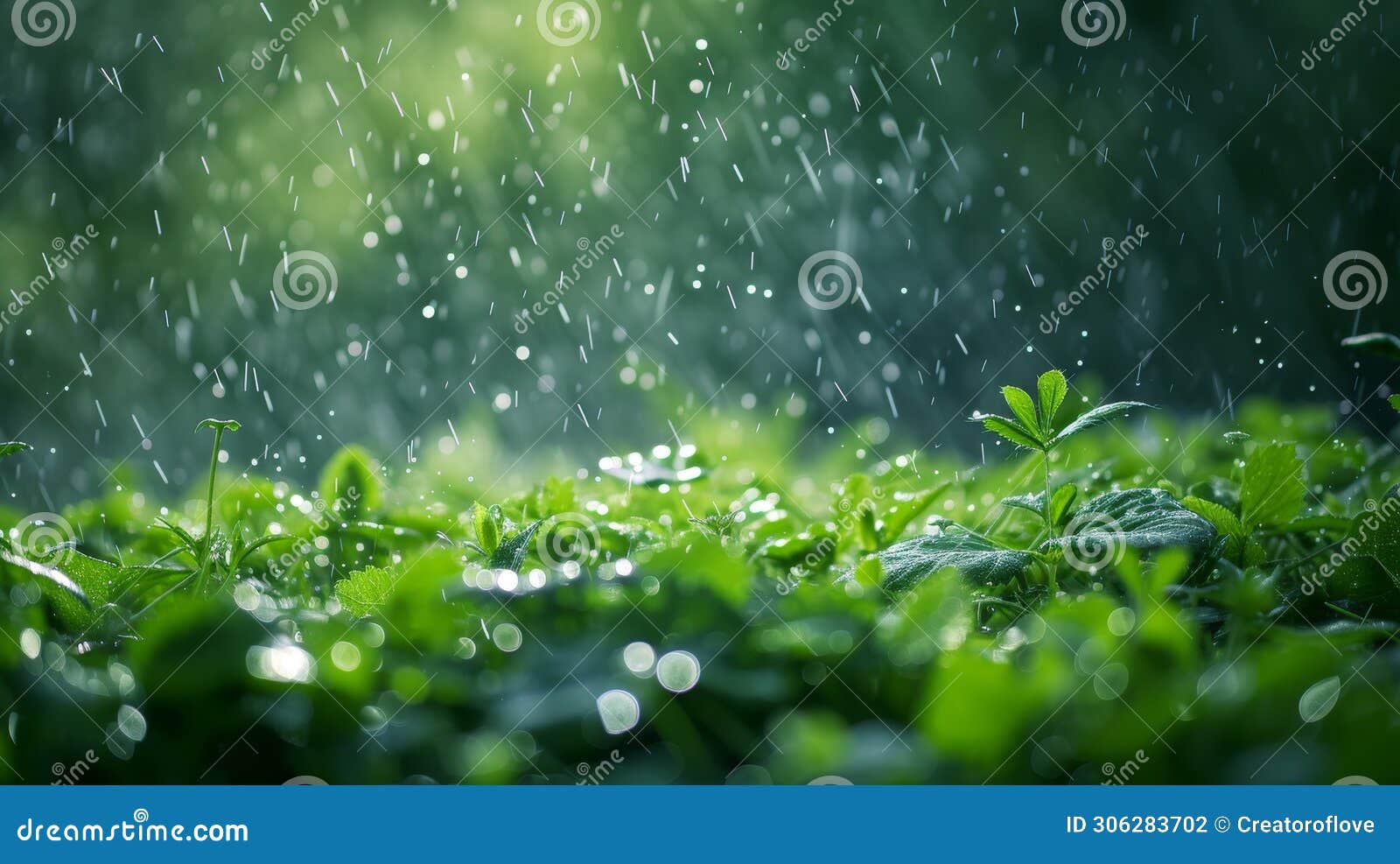 Rain Drops on Small Growing Plants Stock Illustration - Illustration of ...