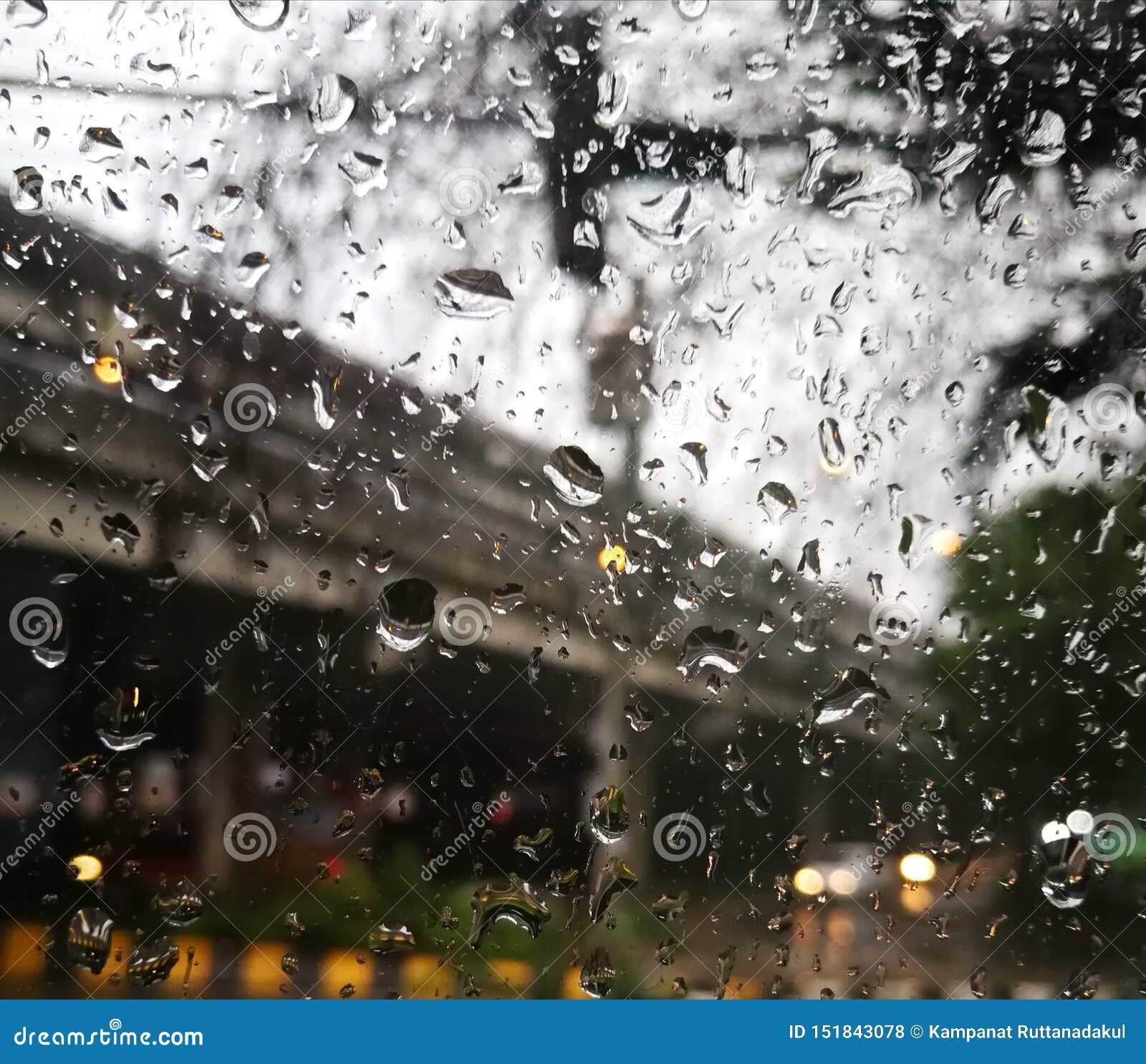 Rain Drops on the Surface of the Car Mirror Reflecting Light into Small ...