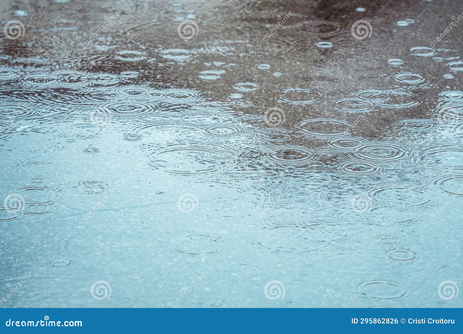 Rain Drops on the Surface of the Water Forming Ripples Stock Photo ...