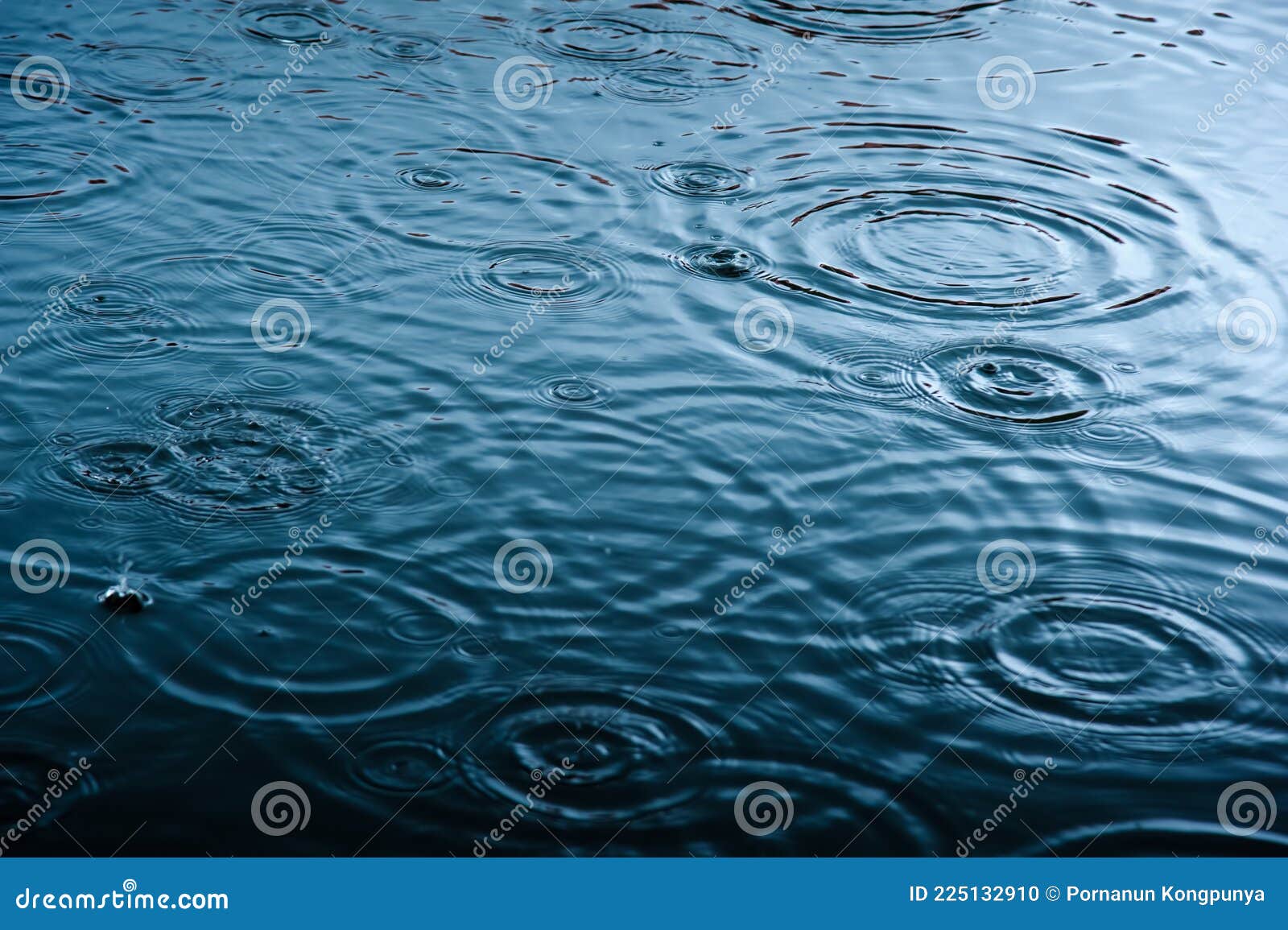 Rain Drops on the Surface of Water in a Puddle with Graduated Shade of ...