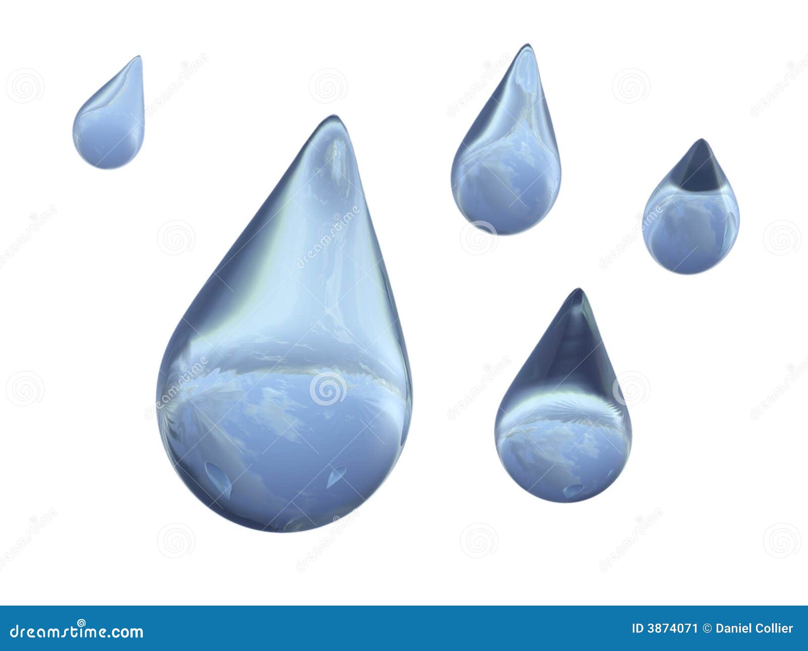 Rain Drops With Clouds And Lightning On Transparent Background. Falling ...