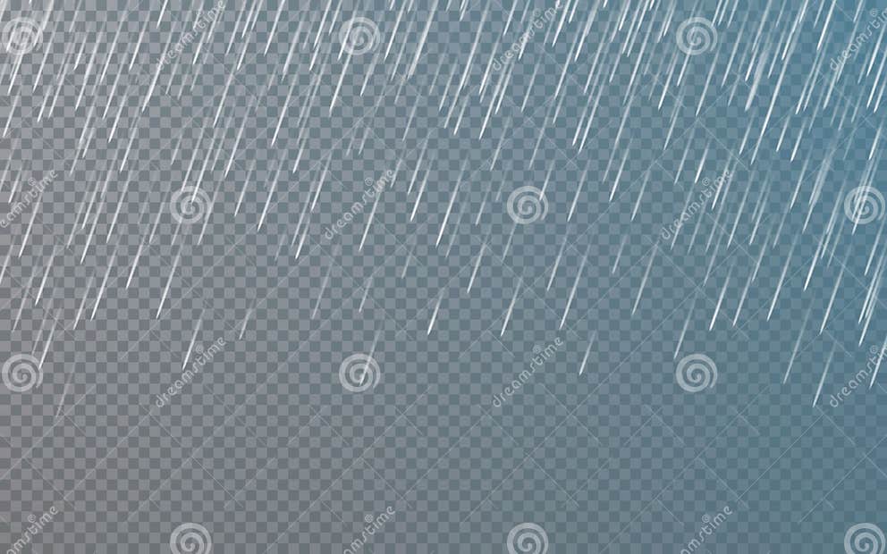Rain Drops on Transparent Background. Falling Water Drops. Nature ...