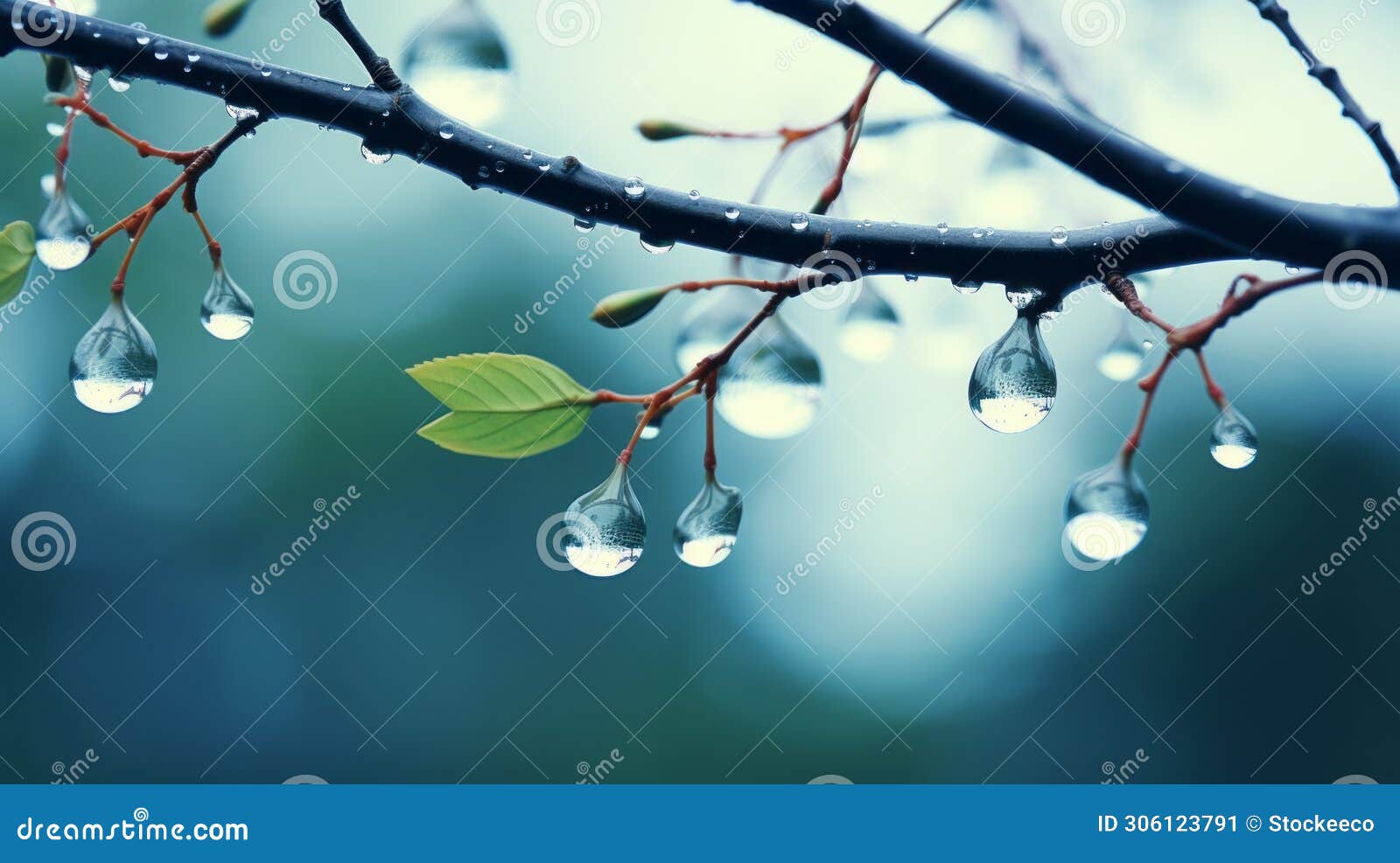 Rain Drops on Tree Branches: a Tranquil Wallpaper Stock Illustration ...