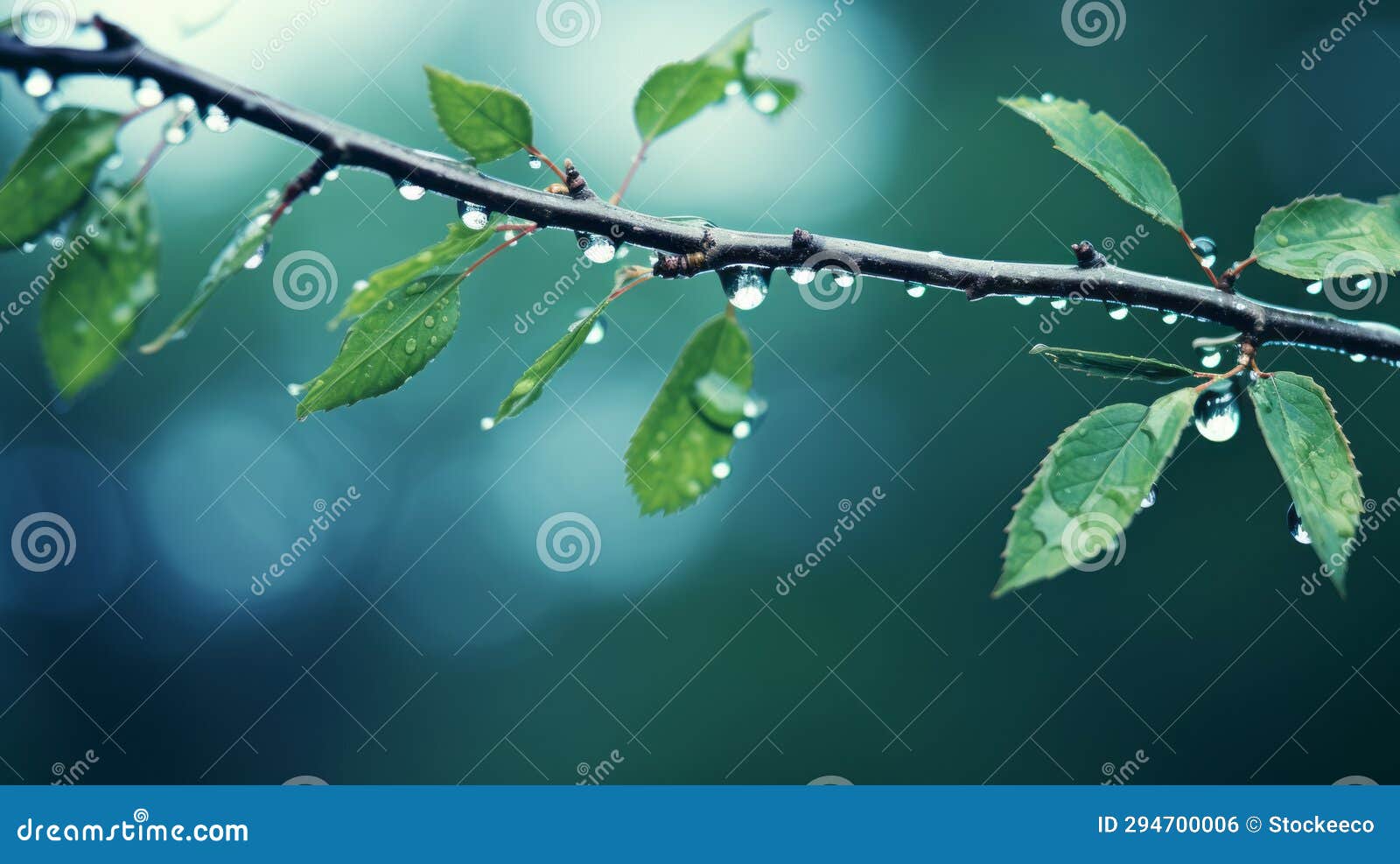Rain Drops on Tree Branches Wallpaper Stock Illustration - Illustration ...