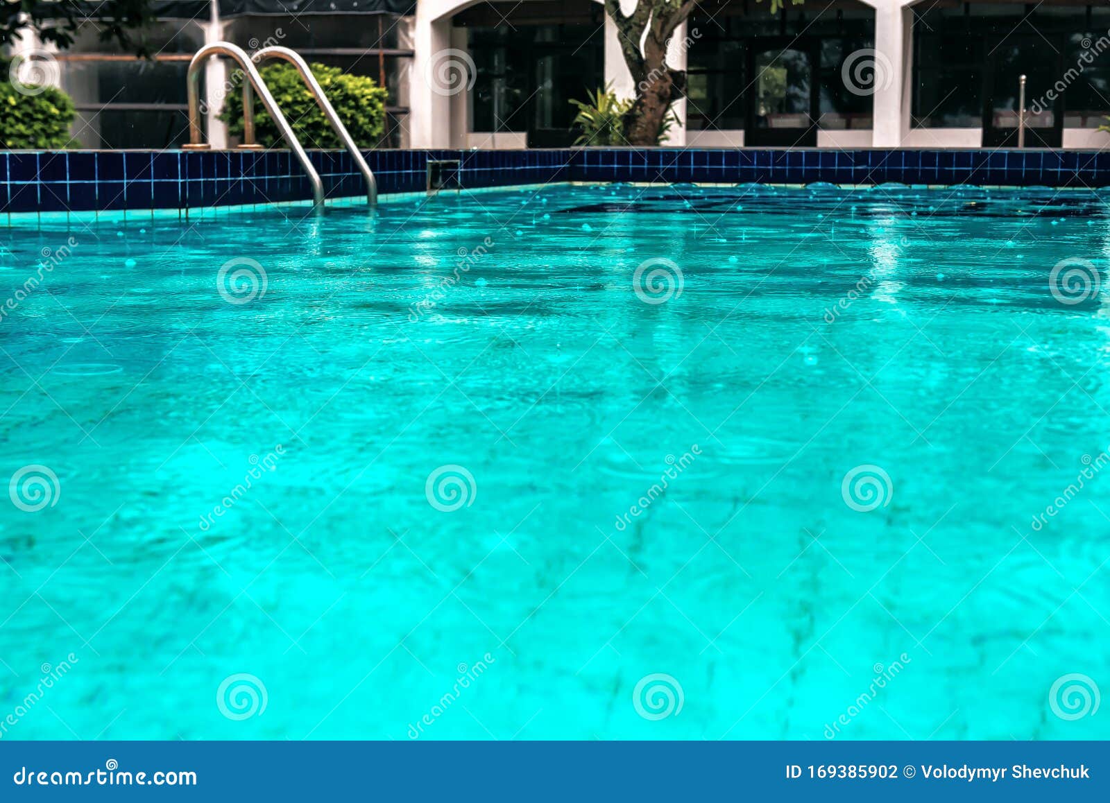Rain drops on water pool stock photo. Image of luxury - 169385902