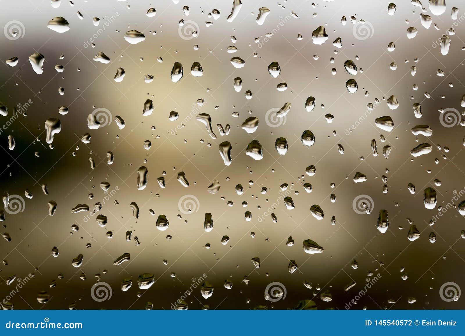 Rain Drops on Window Glasses Surface with Cloudy Background . Natural ...