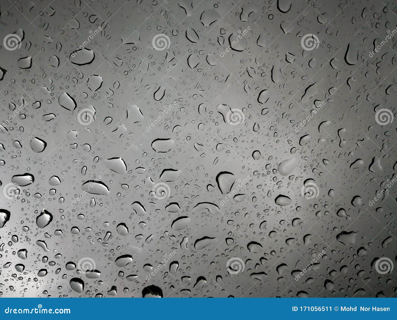 Rain Drops on Window Glasses Surface with Cloudy Background. Natural ...