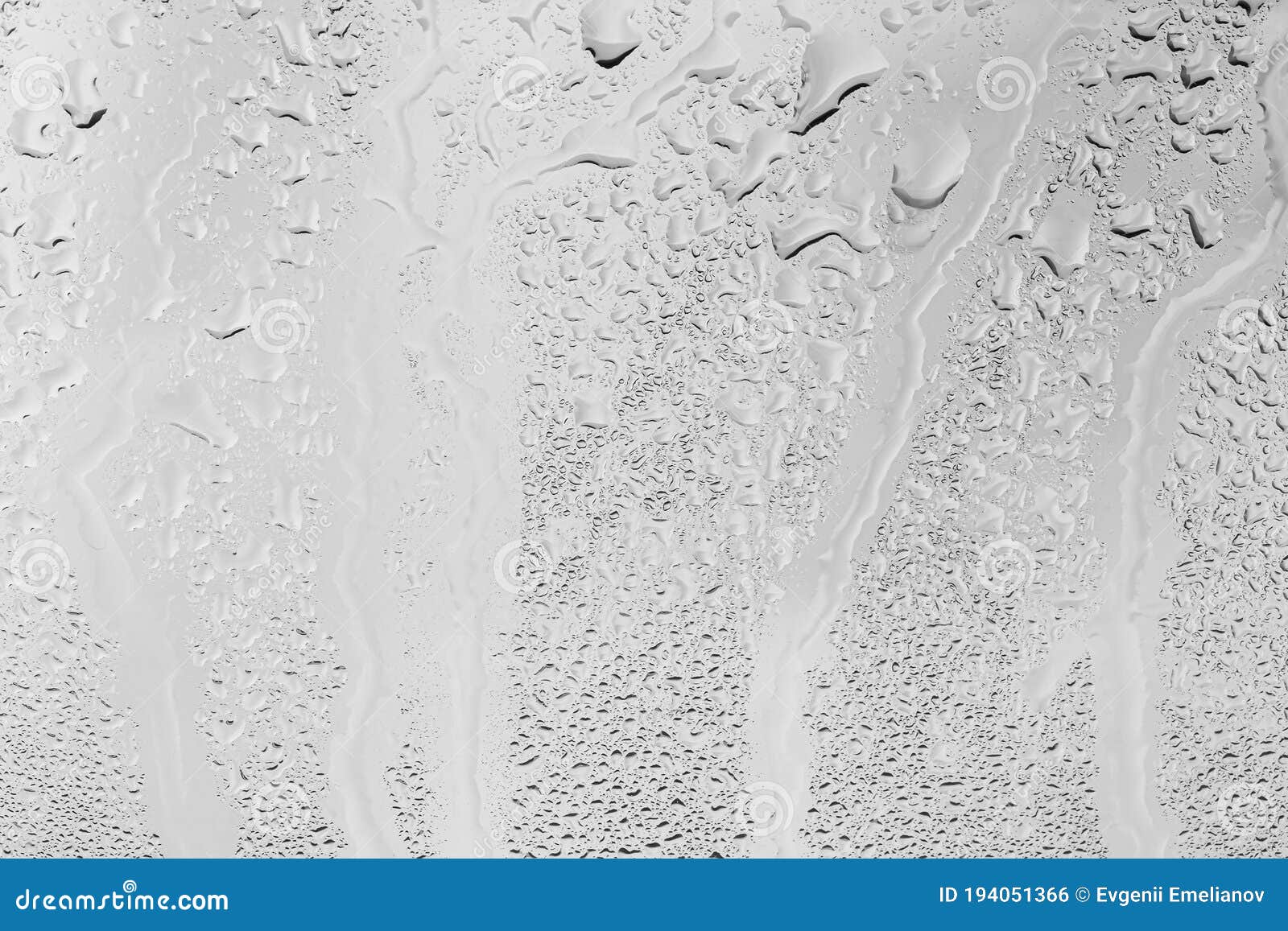 Rain Drops on Window Glasses Surface with Gray Sky Background . Natural ...