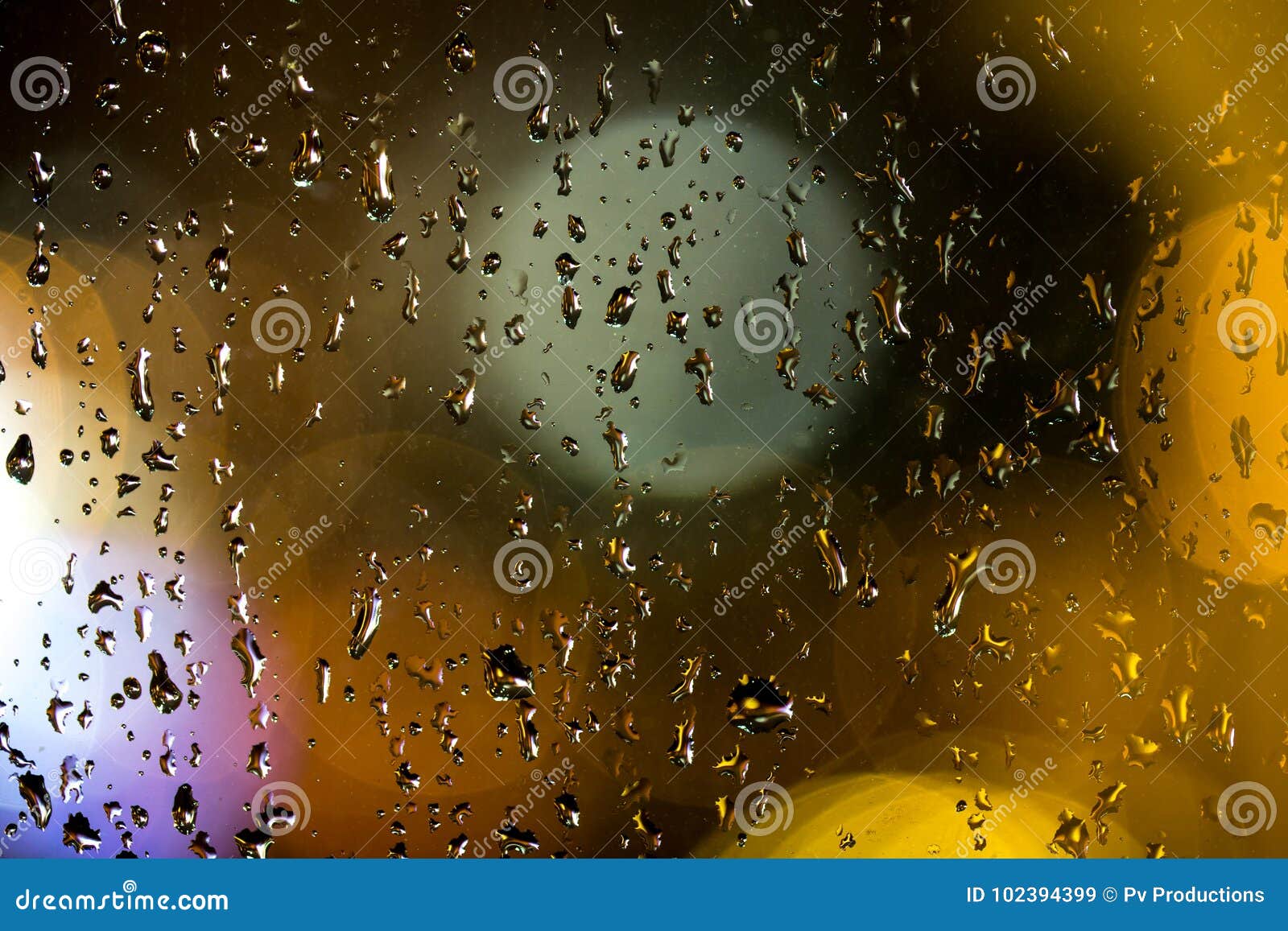 Raindrops in the Night Window Stock Image - Image of defocused, bokeh ...
