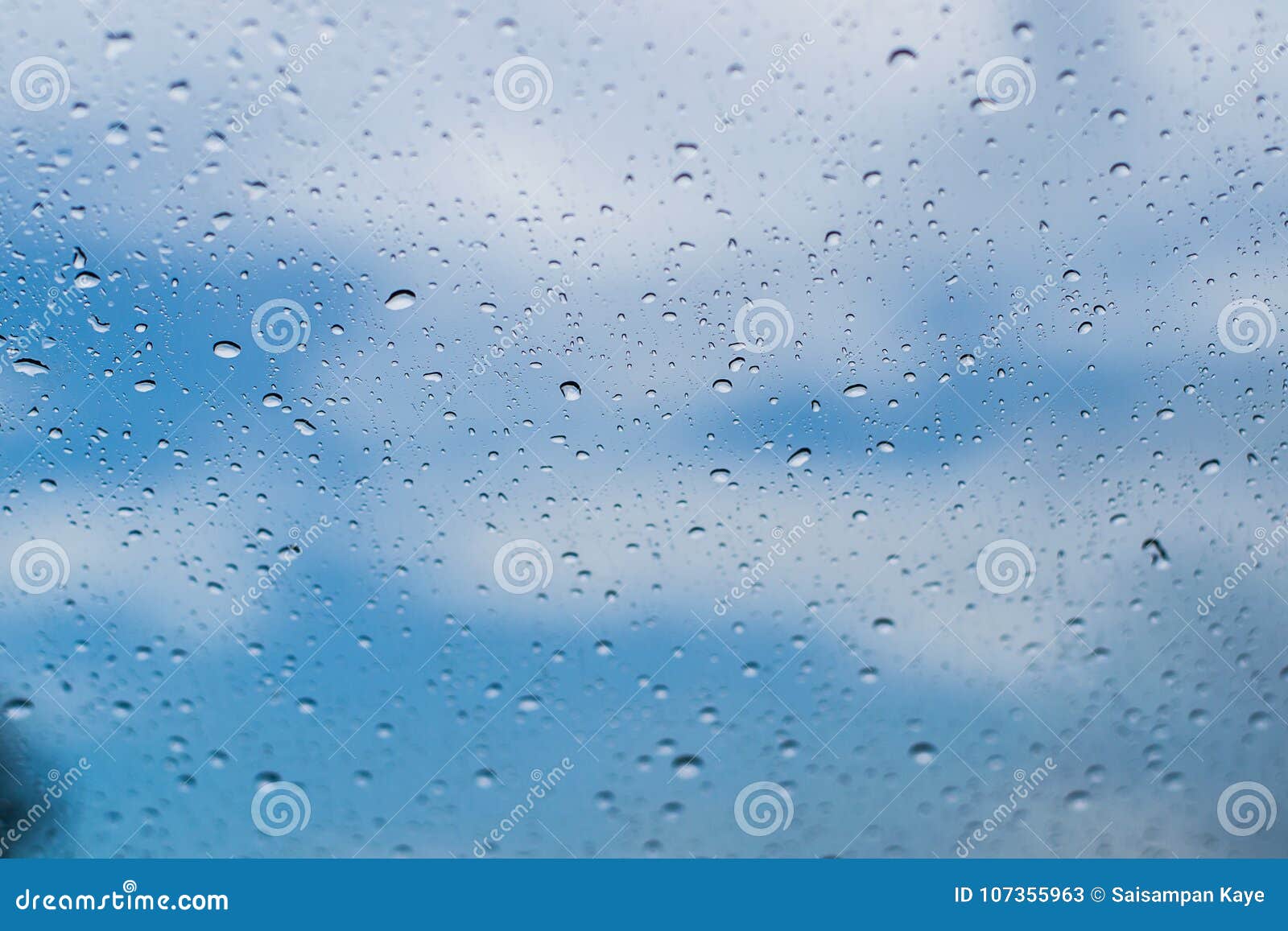 Rain Drops on the Window Screen with Blue Sky Backgrounds Stock Image ...