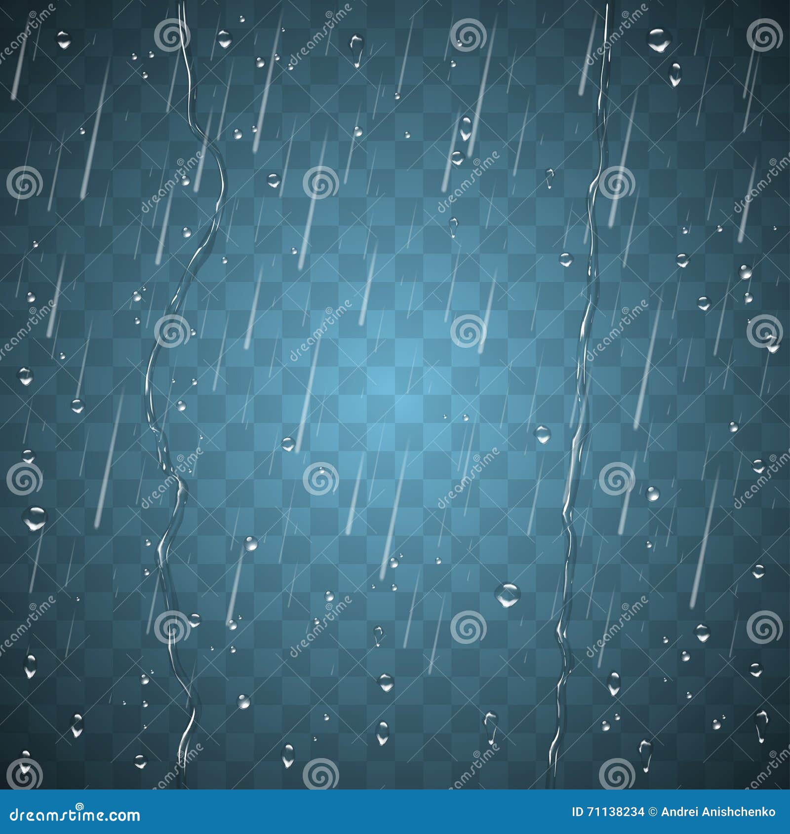 Rain Effect. Realistic Water Drops Falling From Sky. Heavy Rain Weather ...