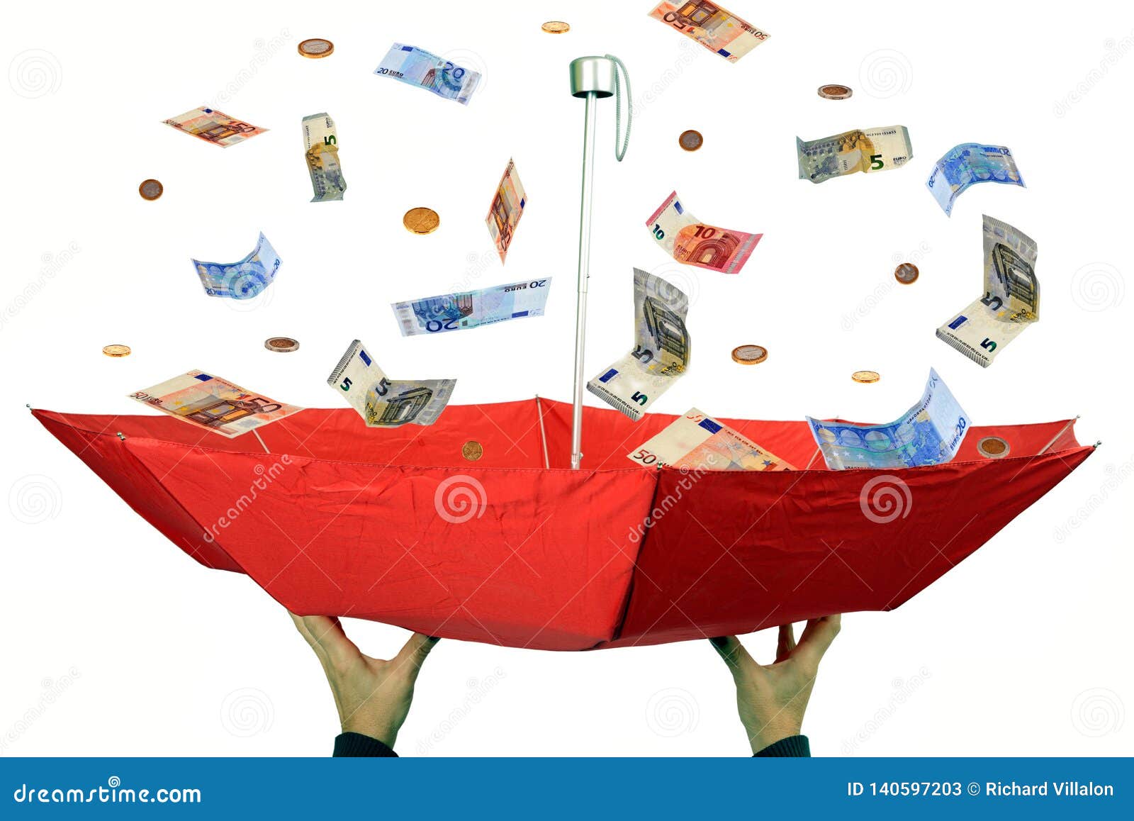 Rain of Euro Banknotes on a White Background Stock Image - Image of ...