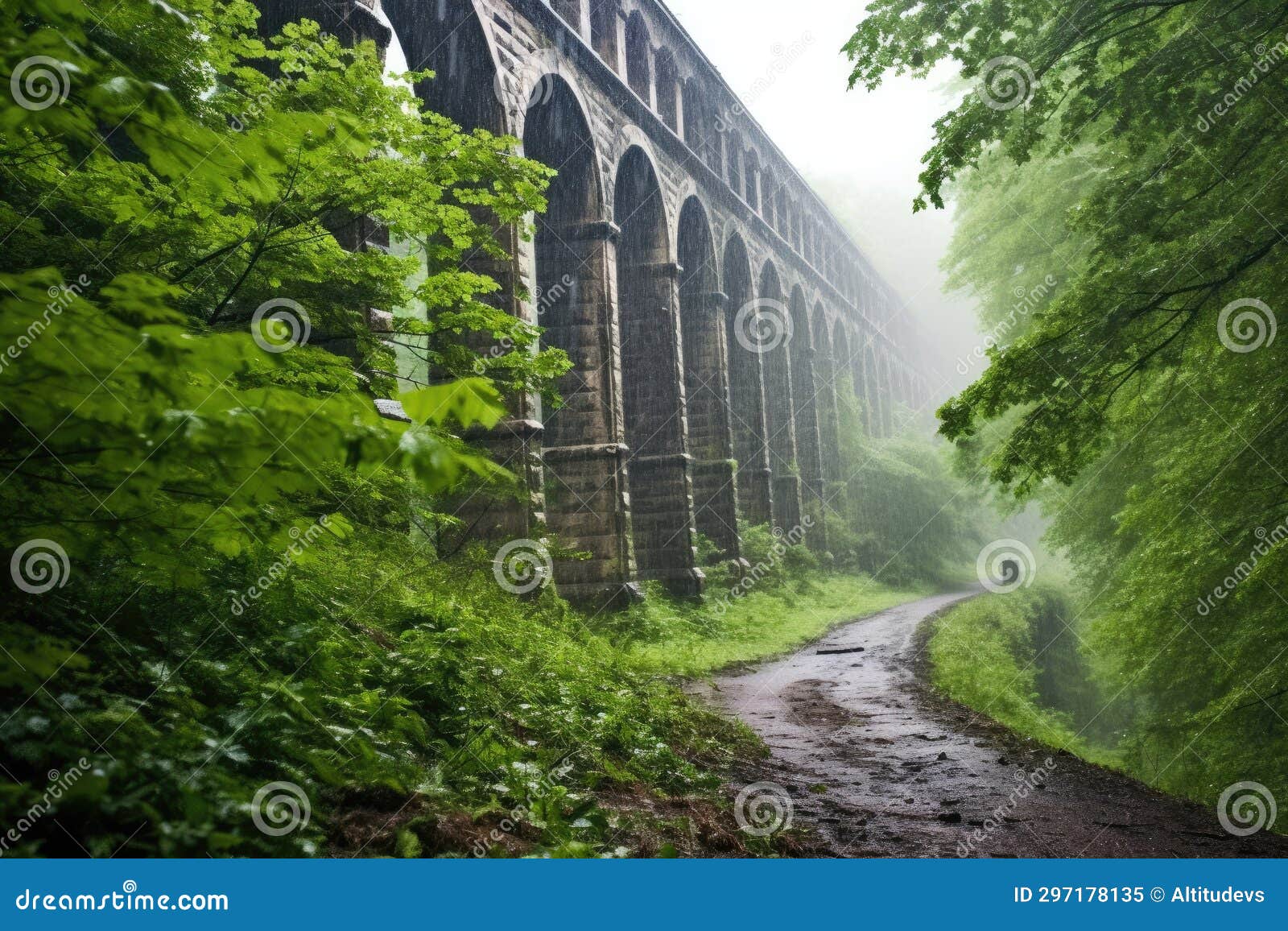 Rain Falling on a Broken Roman Aqueduct Stock Image - Image of ...