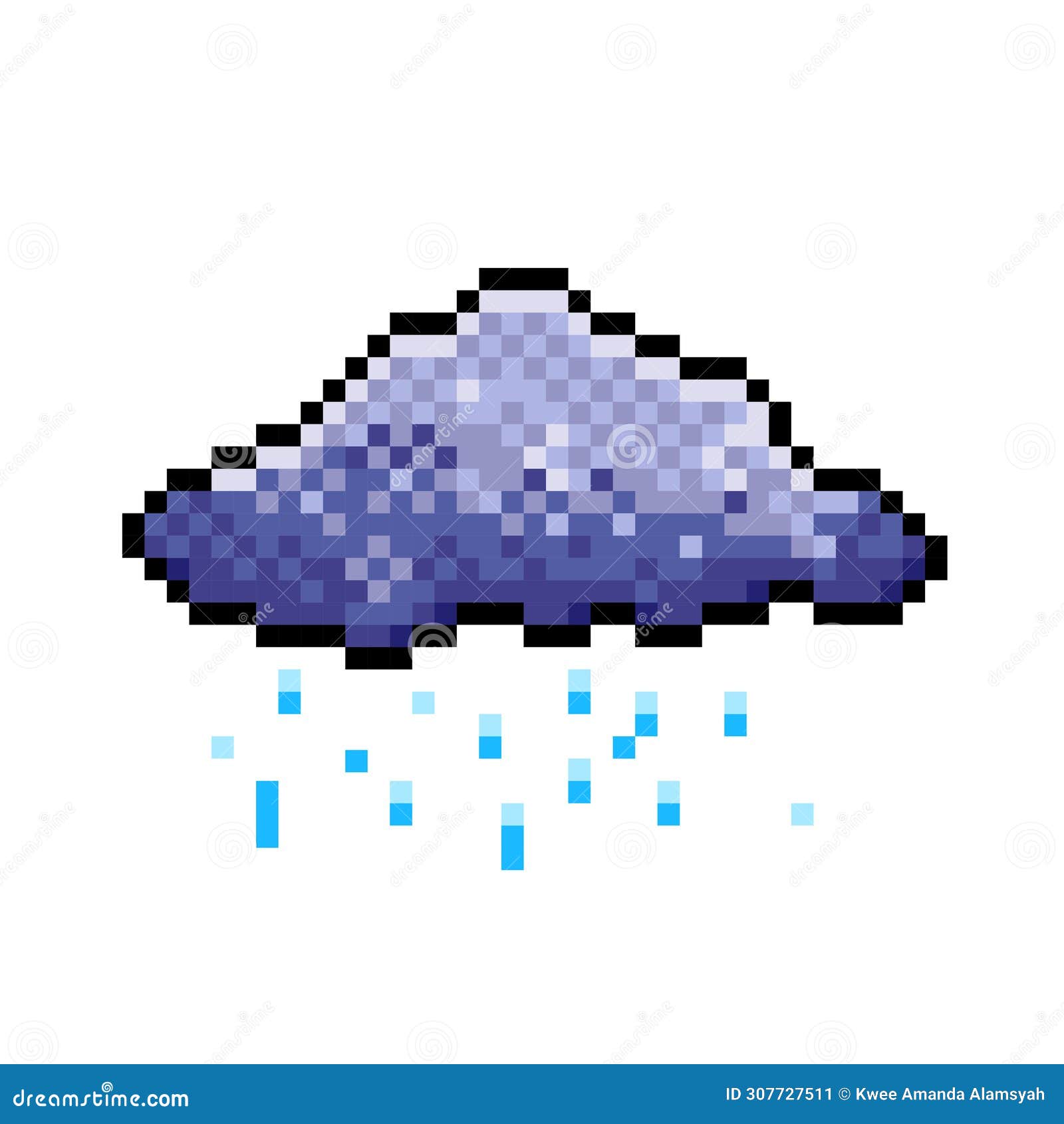 Rain Falling From Clouds Pixel Art Vector Drawing | CartoonDealer.com ...