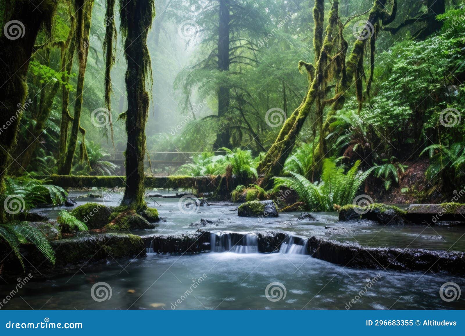 Rain Falling on Cool Forest Hot Springs Stock Illustration ...