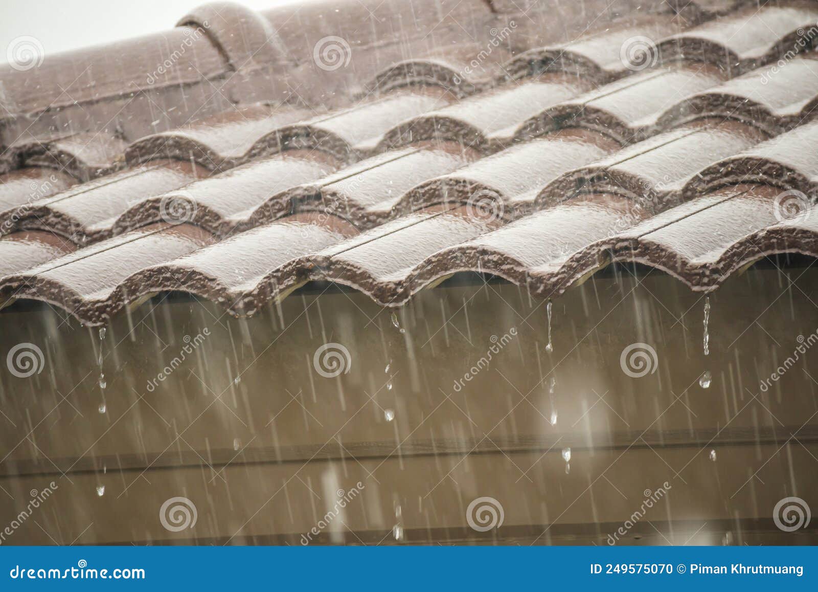 Rain Falling Down from the House Roof Stock Photo - Image of rainy ...