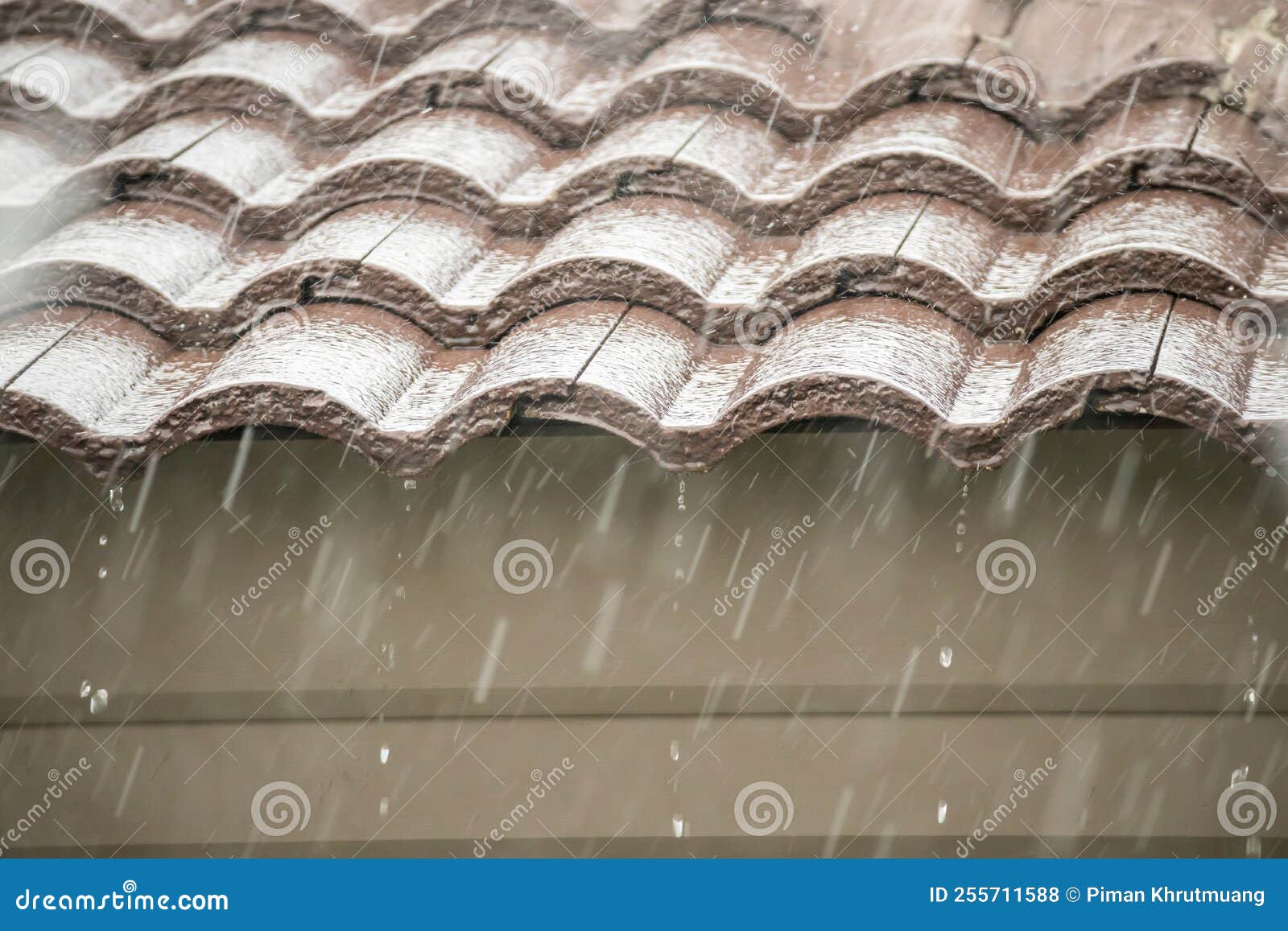 Rain Falling Down from the House Roof Stock Photo - Image of home ...