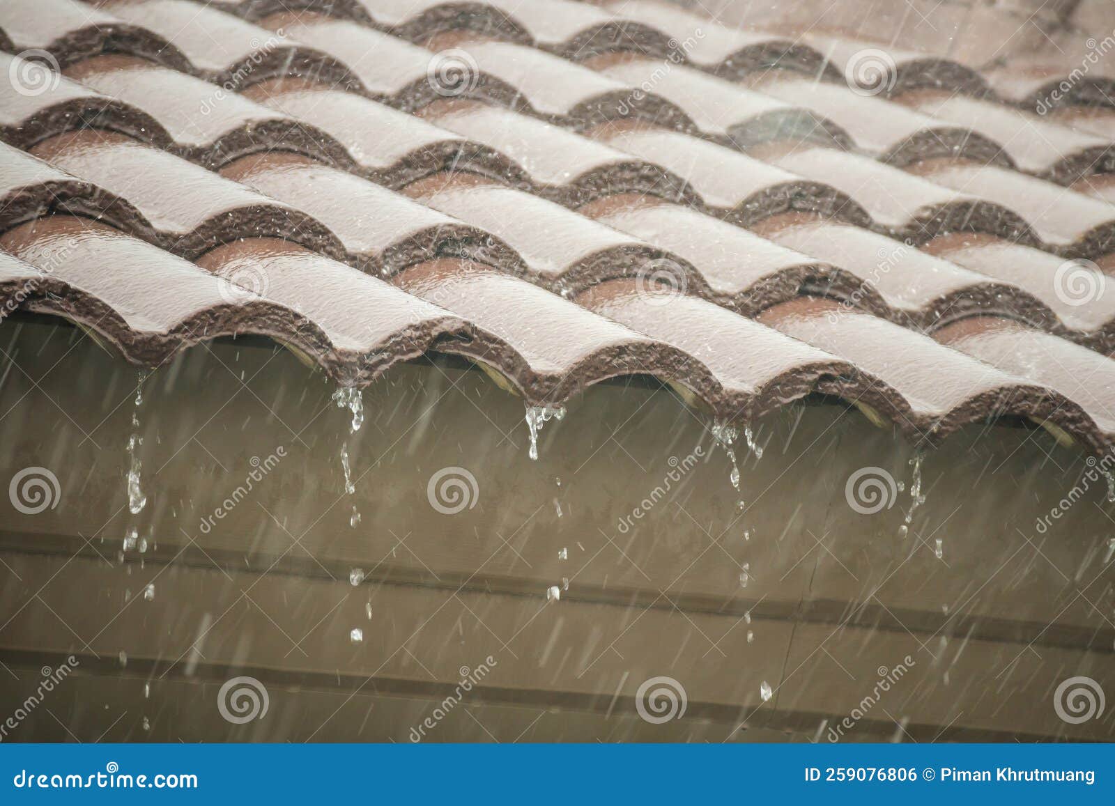 Rain Falling Down from the House Roof Stock Photo - Image of house ...