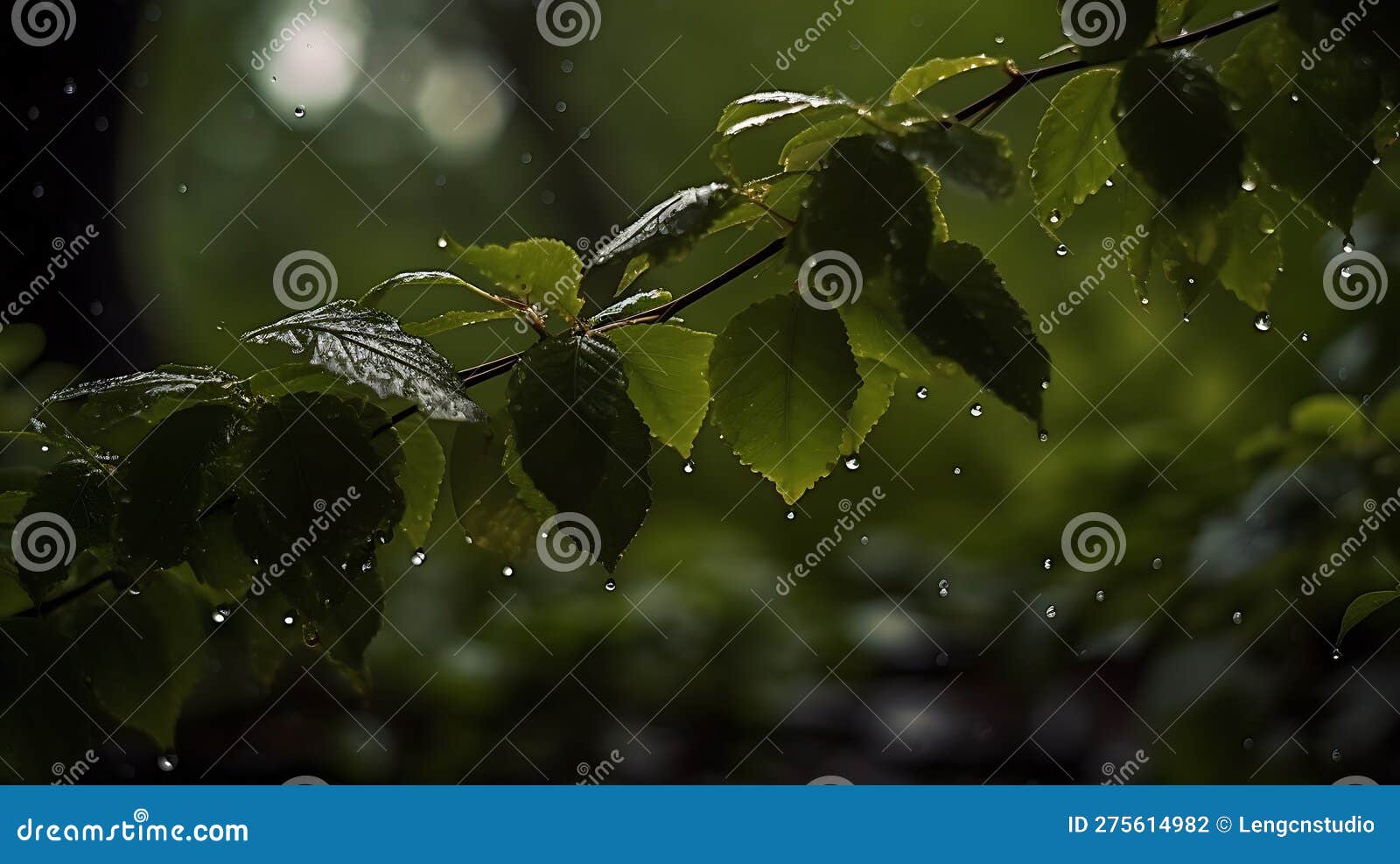 Rain Falling On Green Leaves And Branches Raindrop On Leaf Wallpaper