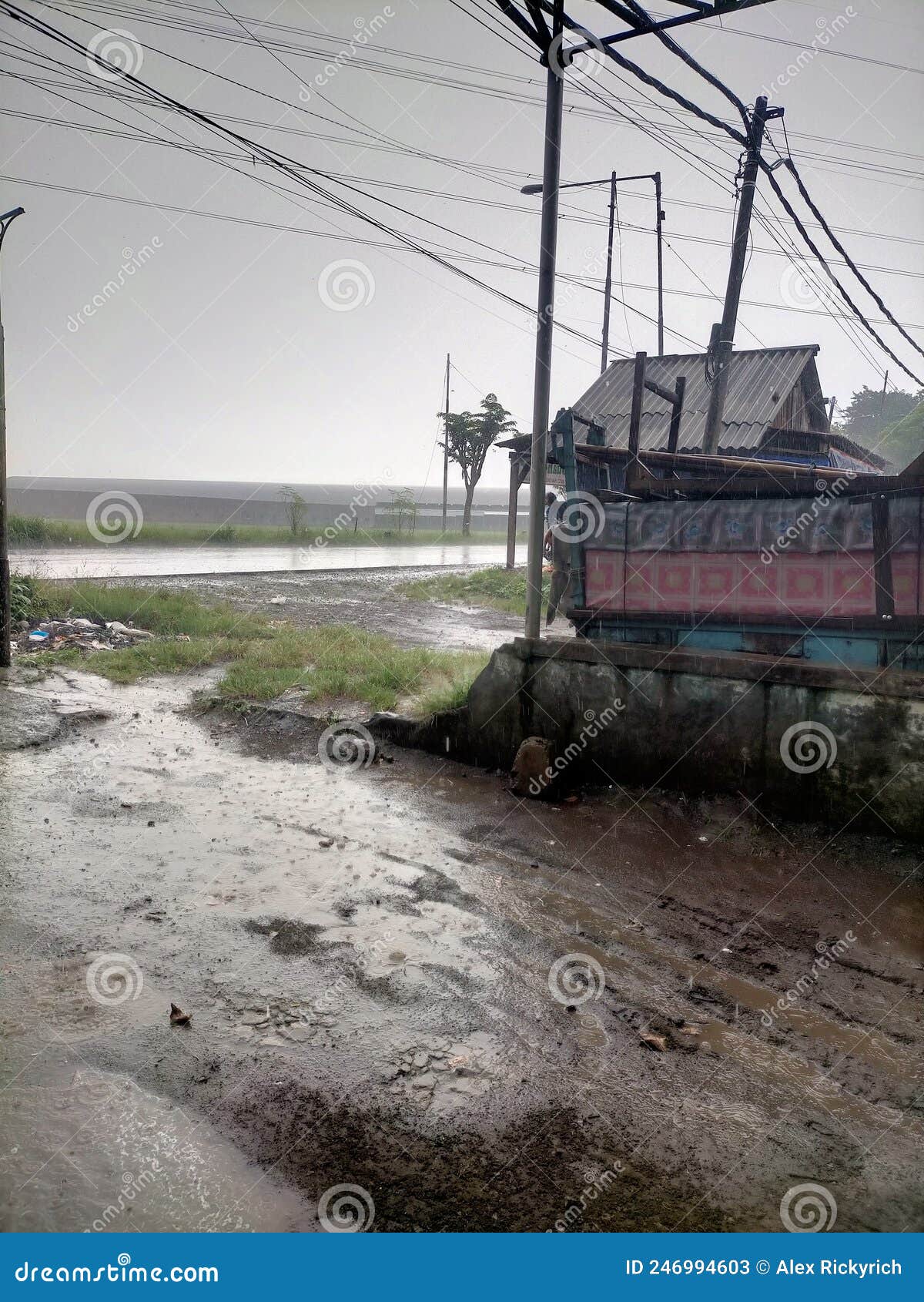 Rain falling on the land stock image. Image of river - 246994603