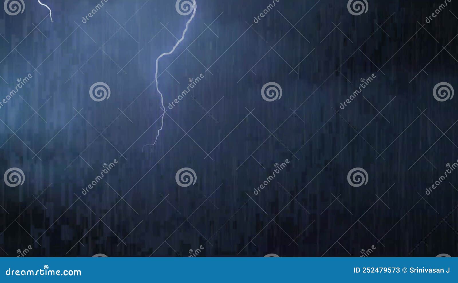 Rain Falling with Lightning Strikes Animation 4K. Stunning Lightning in ...