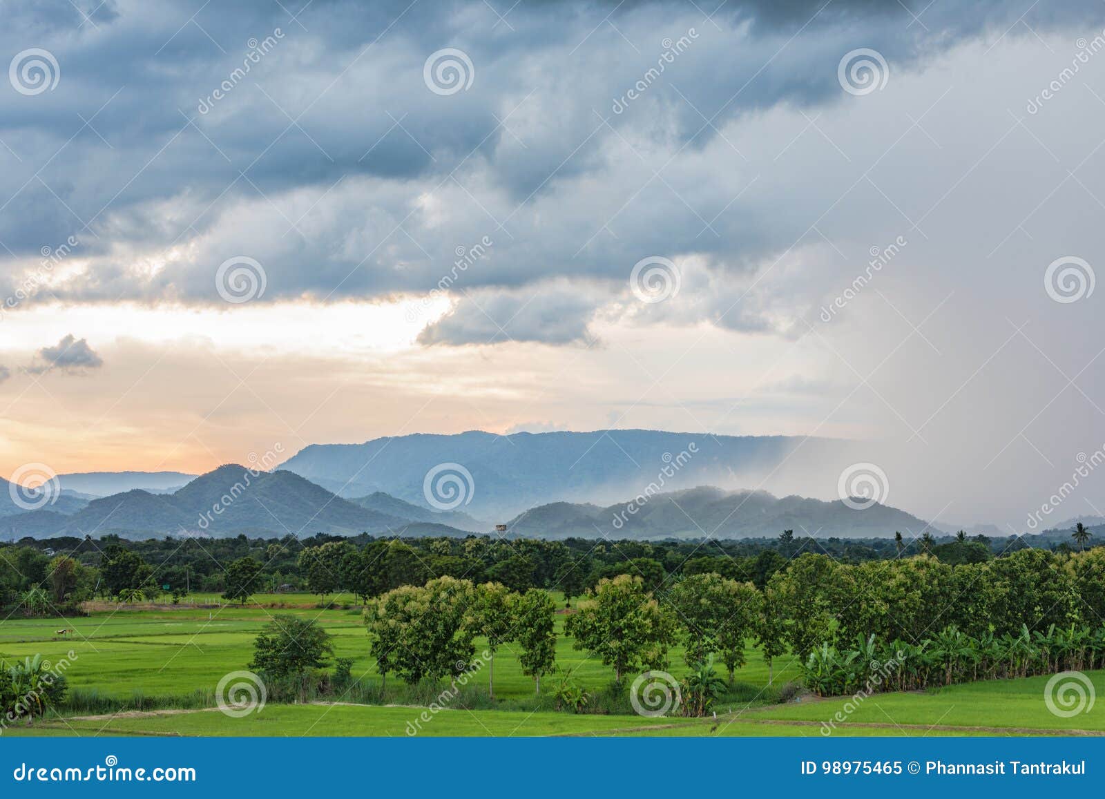 Rain Falling in the Mountains, Countryside. Stock Image - Image of view ...