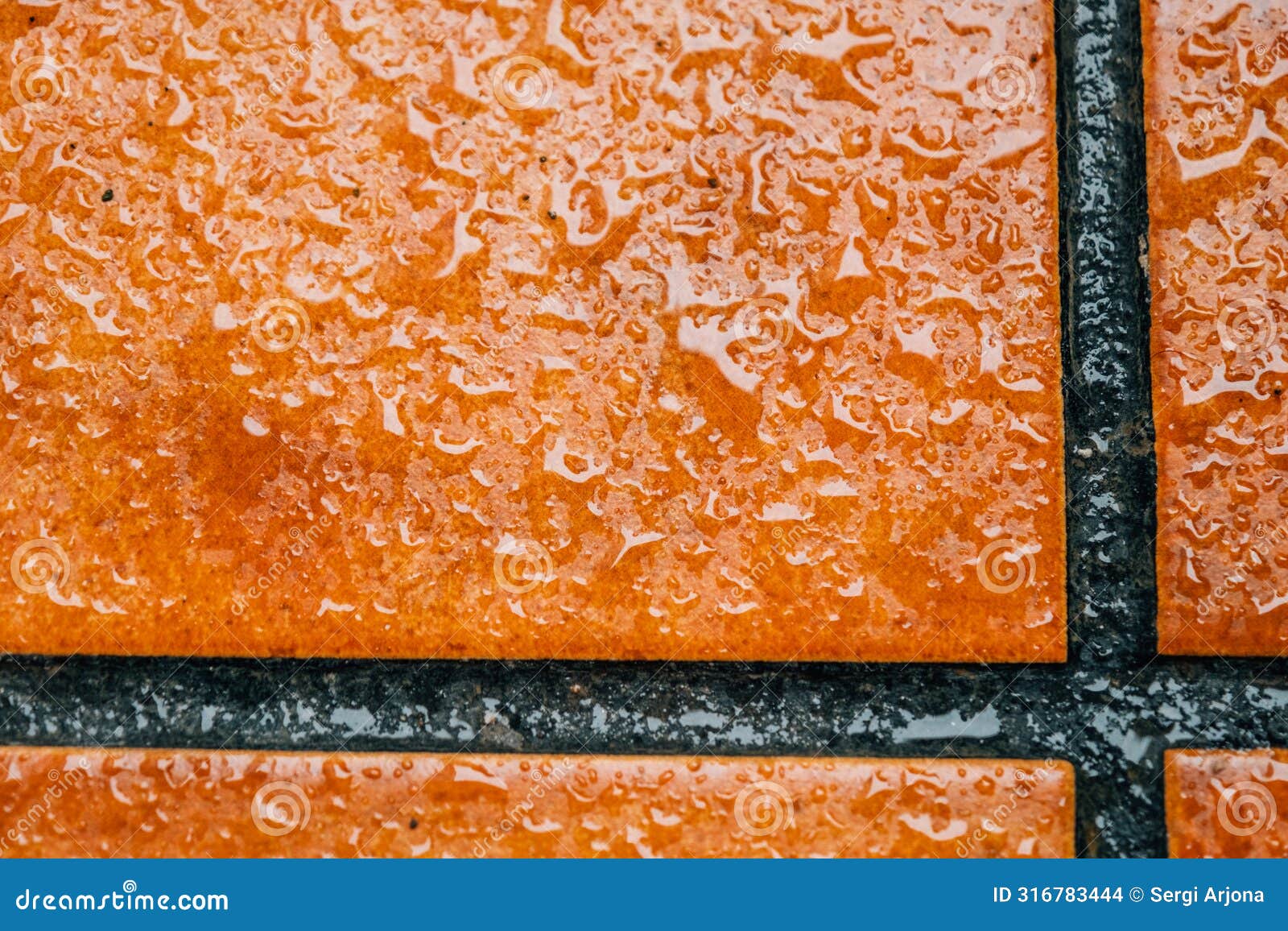 Rain Falling on the Orange Tiles of the Terrace Stock Photo - Image of ...