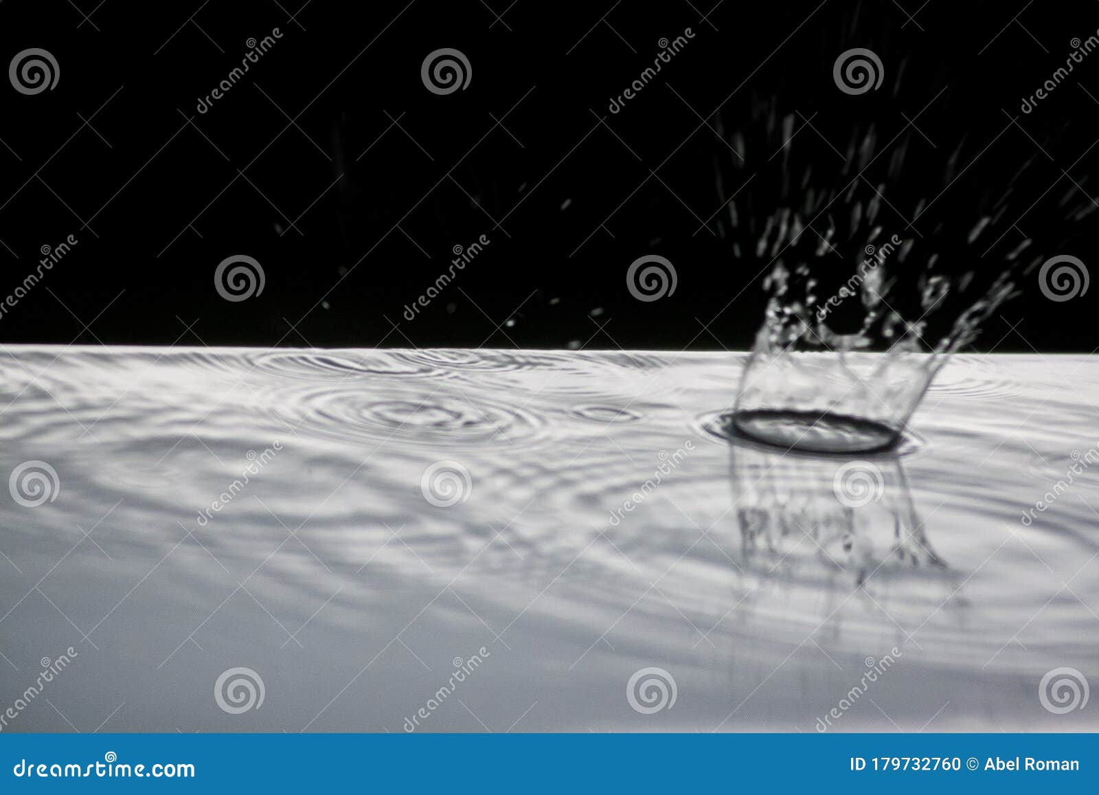 Macro View of a Raindrop Falling into a Puddle of Water Stock Photo ...