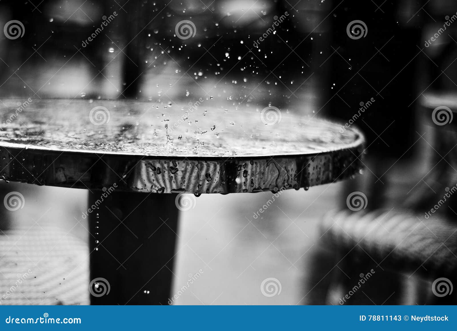 Rain Falling on a Restaurant Table in Outdoor Stock Image - Image of ...