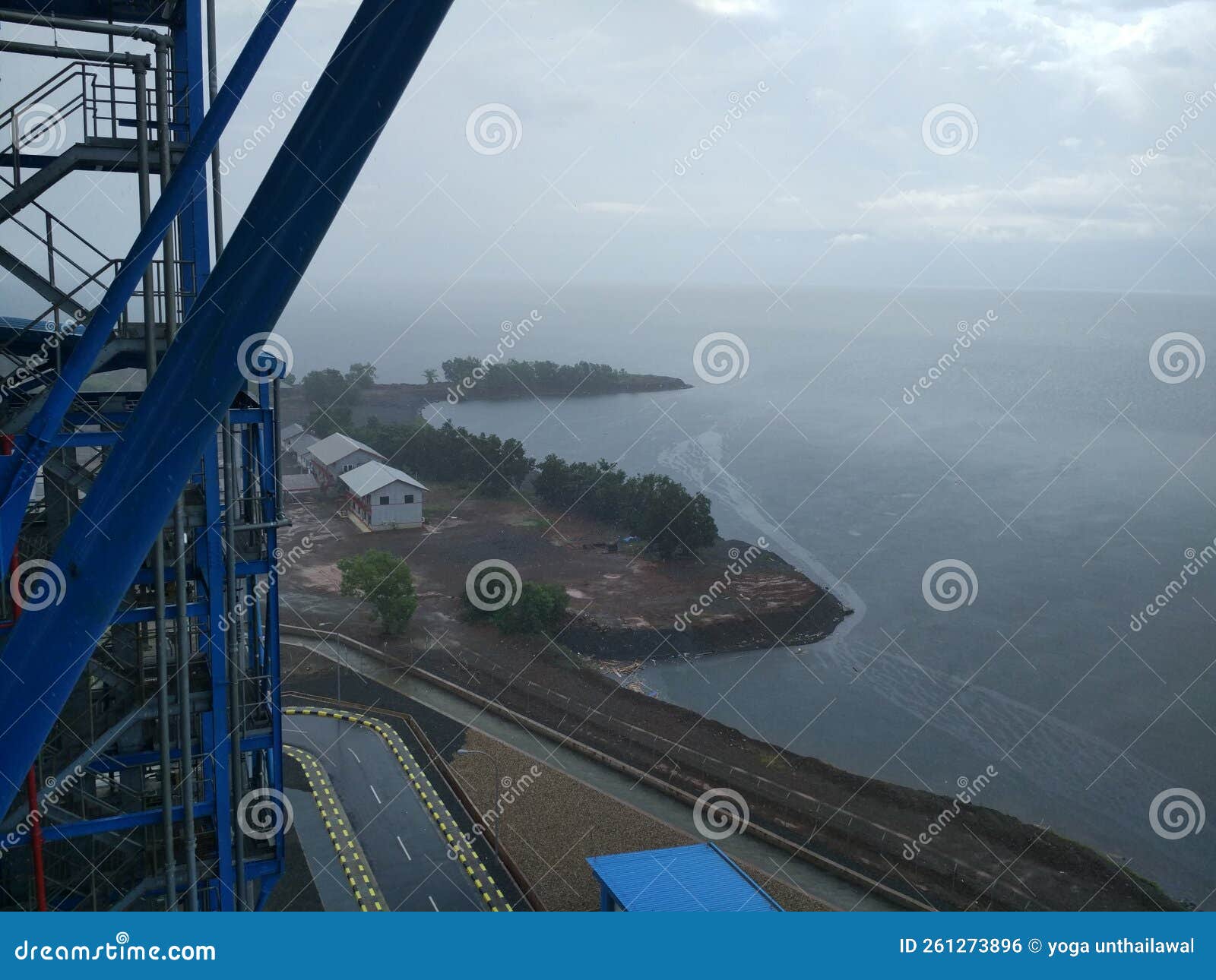 Rain is Falling during Work at Site Stock Photo - Image of mast ...