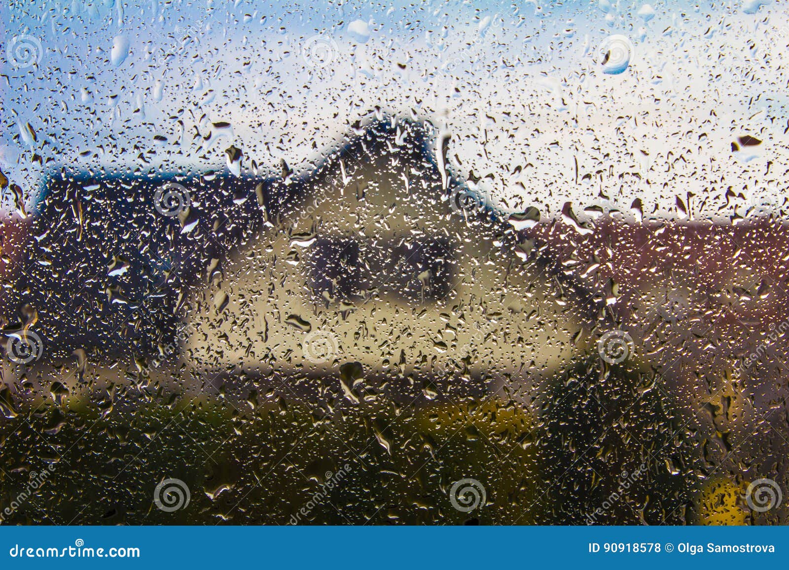 Rain Falls on the Window Glass. Background. Stock Photo - Image of ...