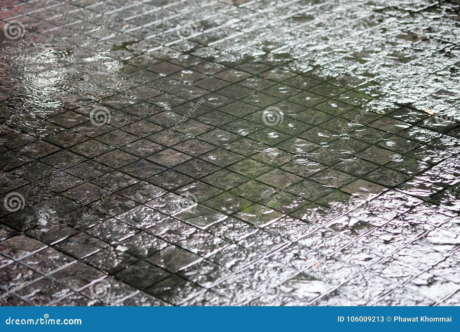 Rain Fell Heavily, Causing Flooding at the Walkway. Stock Image - Image ...