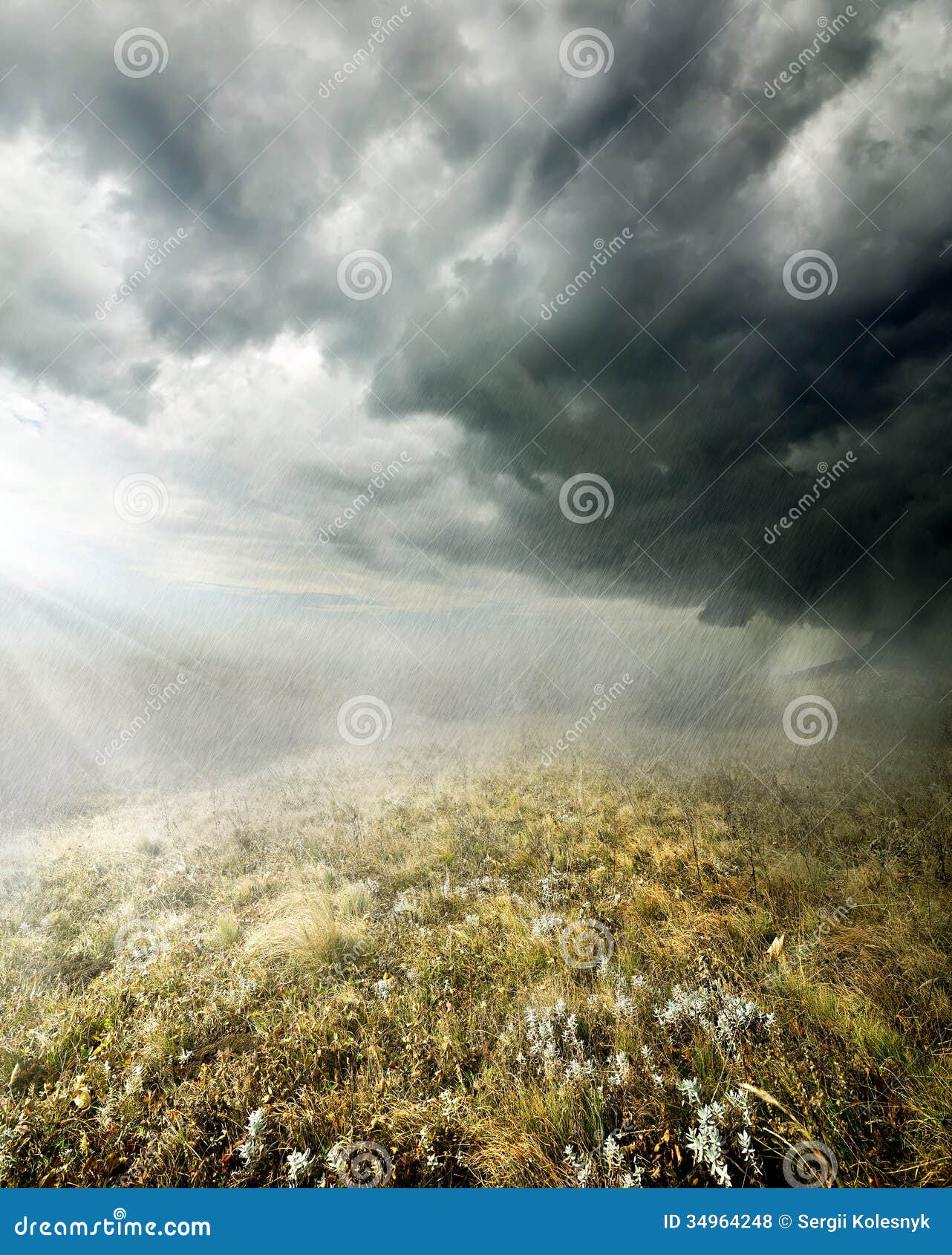 Rain in the field stock photo. Image of autumn, blue - 34964248