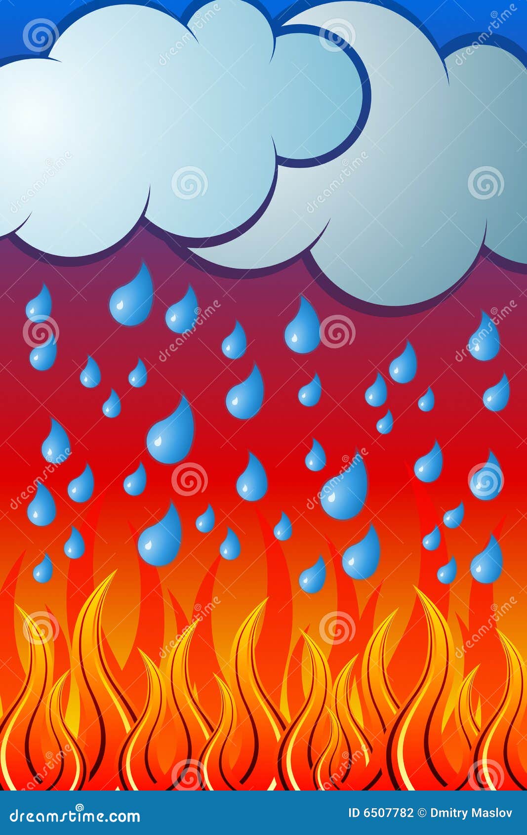 Rain and Fire stock vector. Illustration of vector, blaze - 6507782