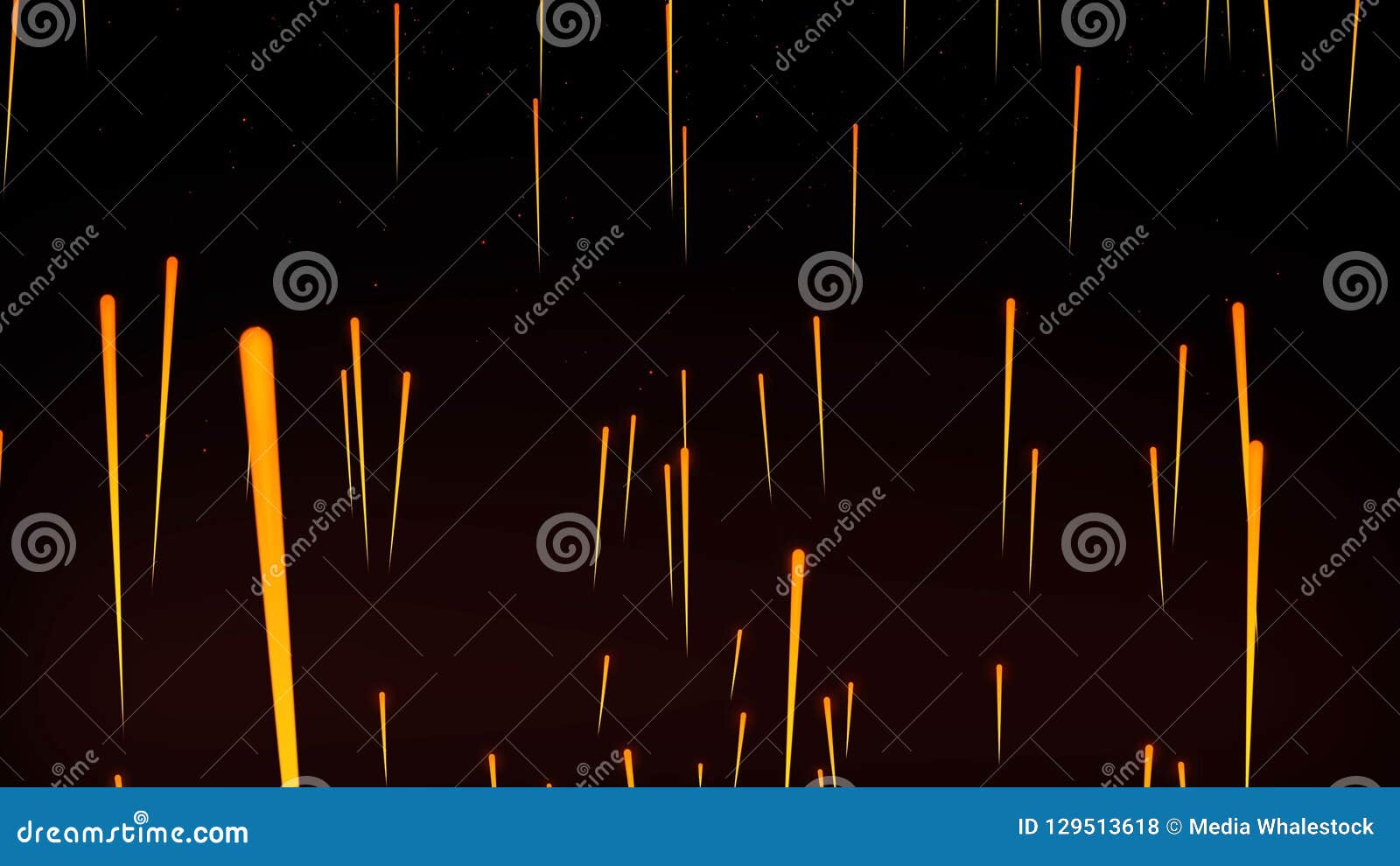 Rain of Fire of Fireballs or Comets Raining Down Setting Ground Aligh ...