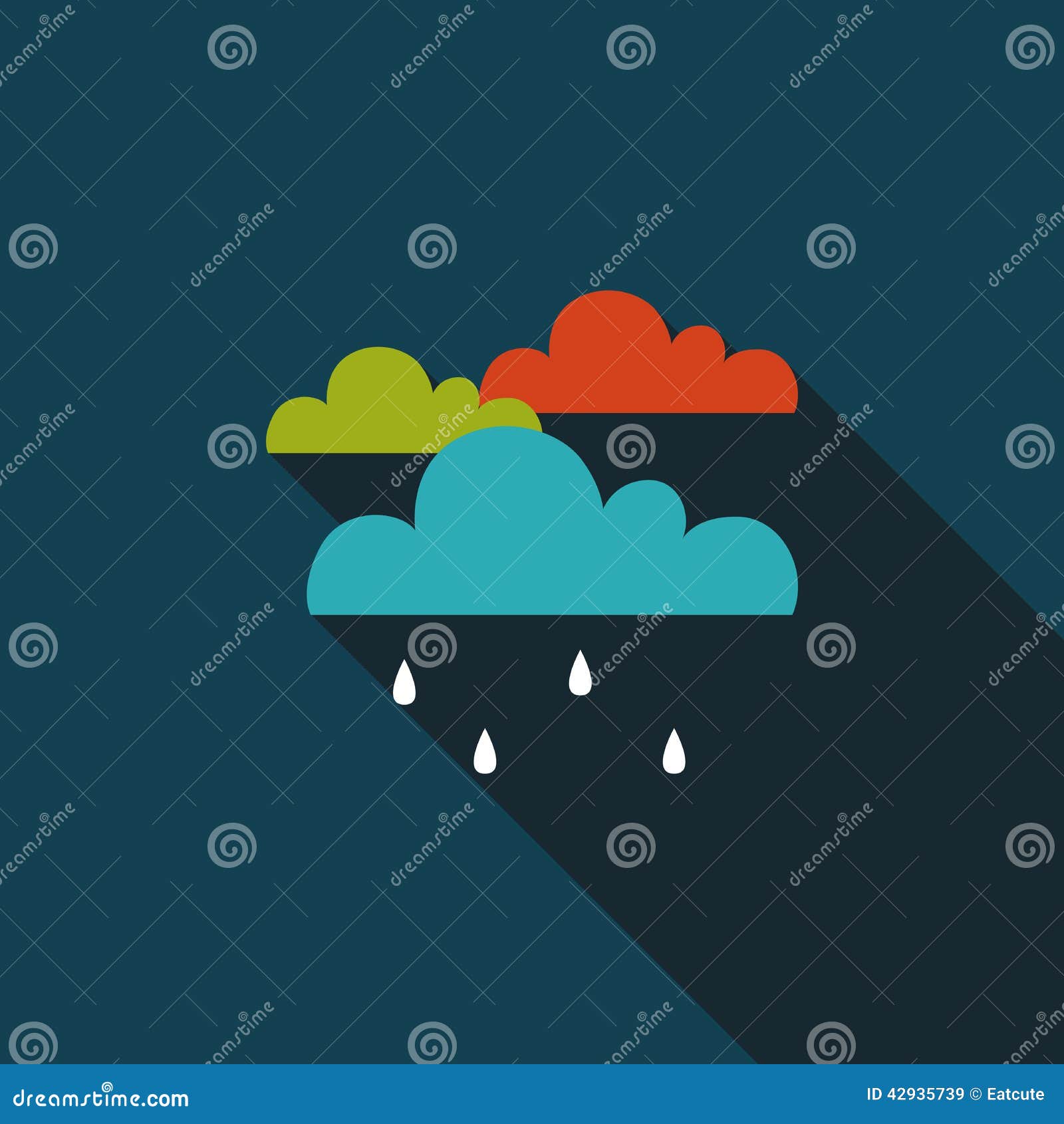 Rain Flat Icon with Long Shadow Stock Vector - Illustration of symbol ...