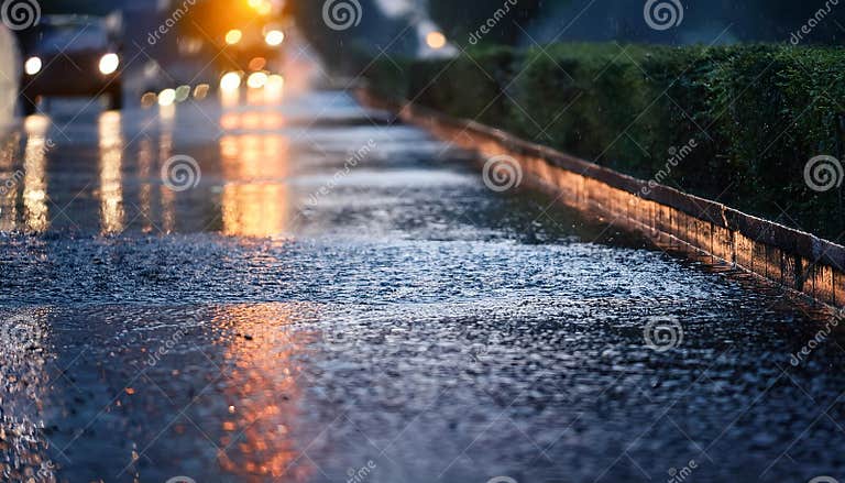 Rain Flowing Down a Drain, AI Generated Stock Illustration ...