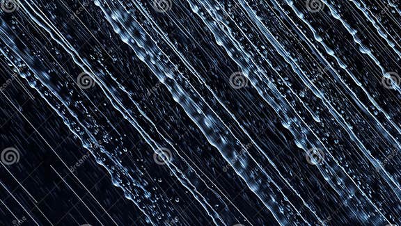 Rain Flows Down a Window at Night Creating Diagonal Streaks of Water ...